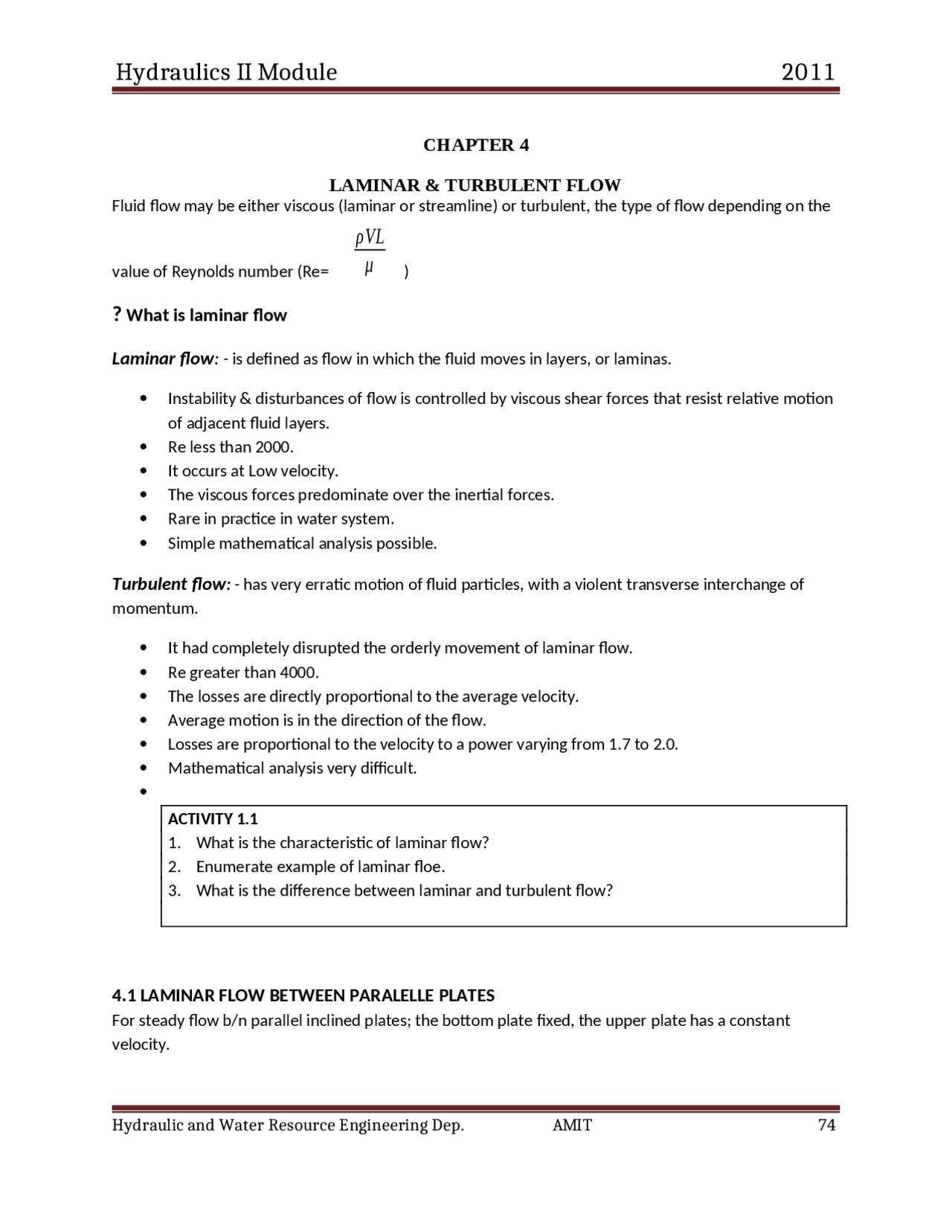 Brief theory about hydraulic course and its describe how to make ...