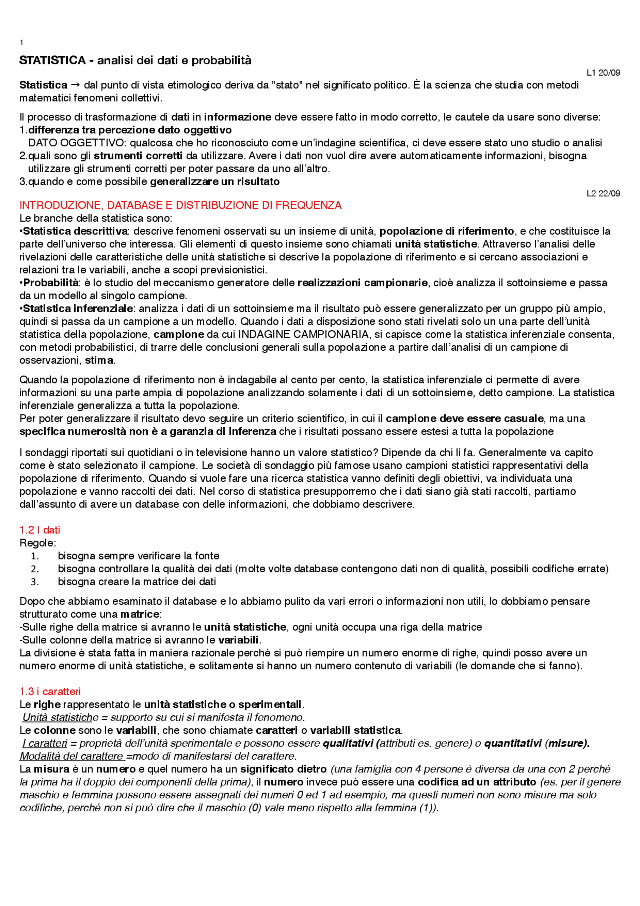 Statistica Prima Parziale Prof Ldeldossi Docsity