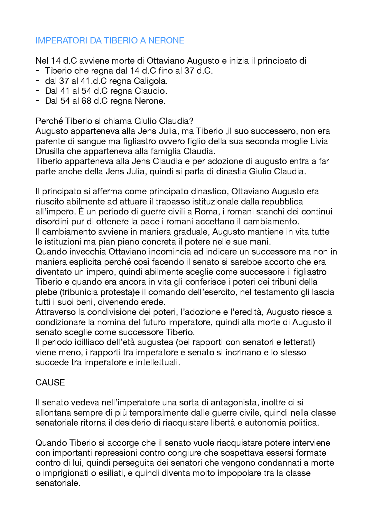 Imperatori Da Tiberio A Nerone Docsity