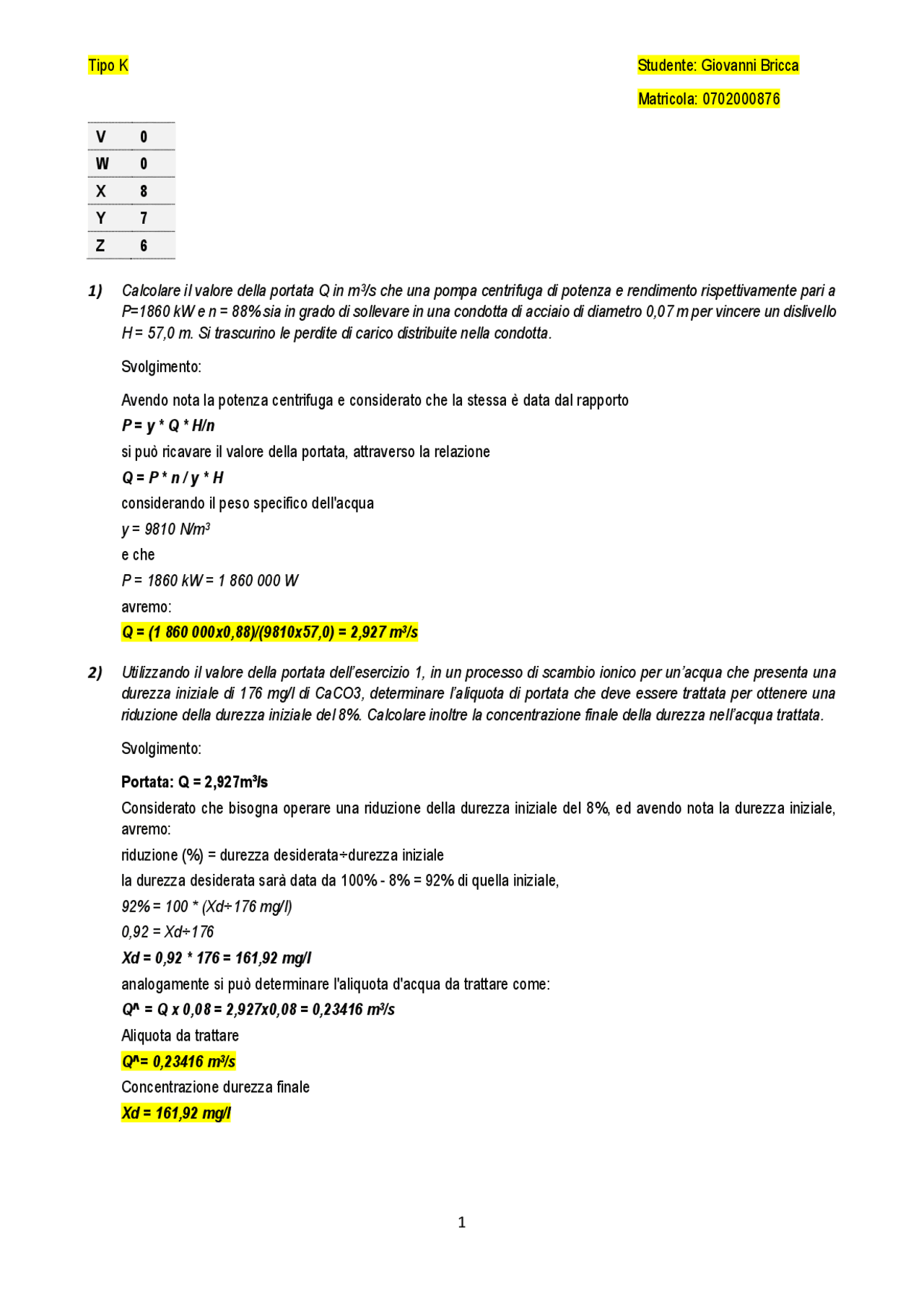 Ingegneria Ambientale 0701610icar03 Docsity