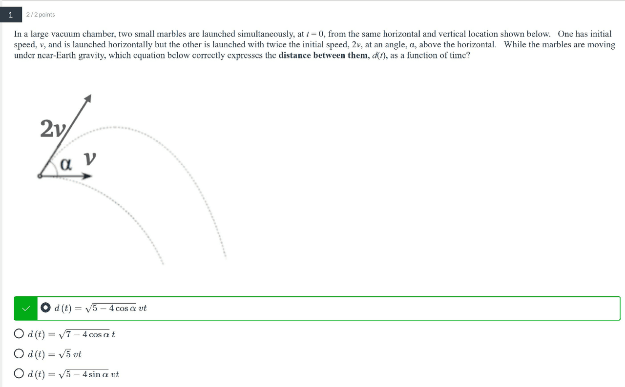 Physics 140 Quiz 1-2d physics - Docsity