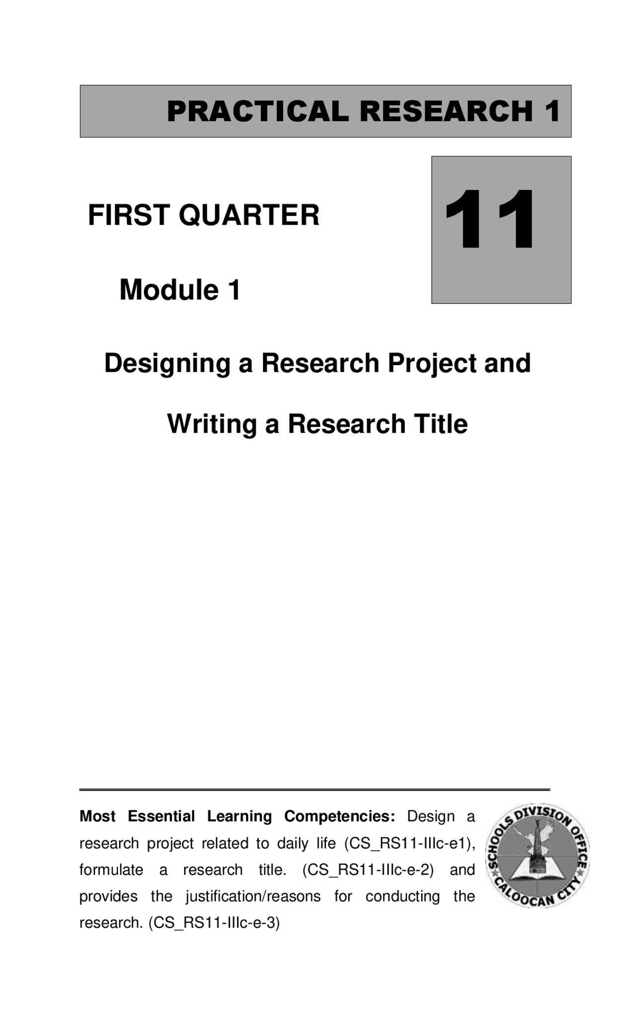 Practical Research 1 Week 1 Module 1 Docsity