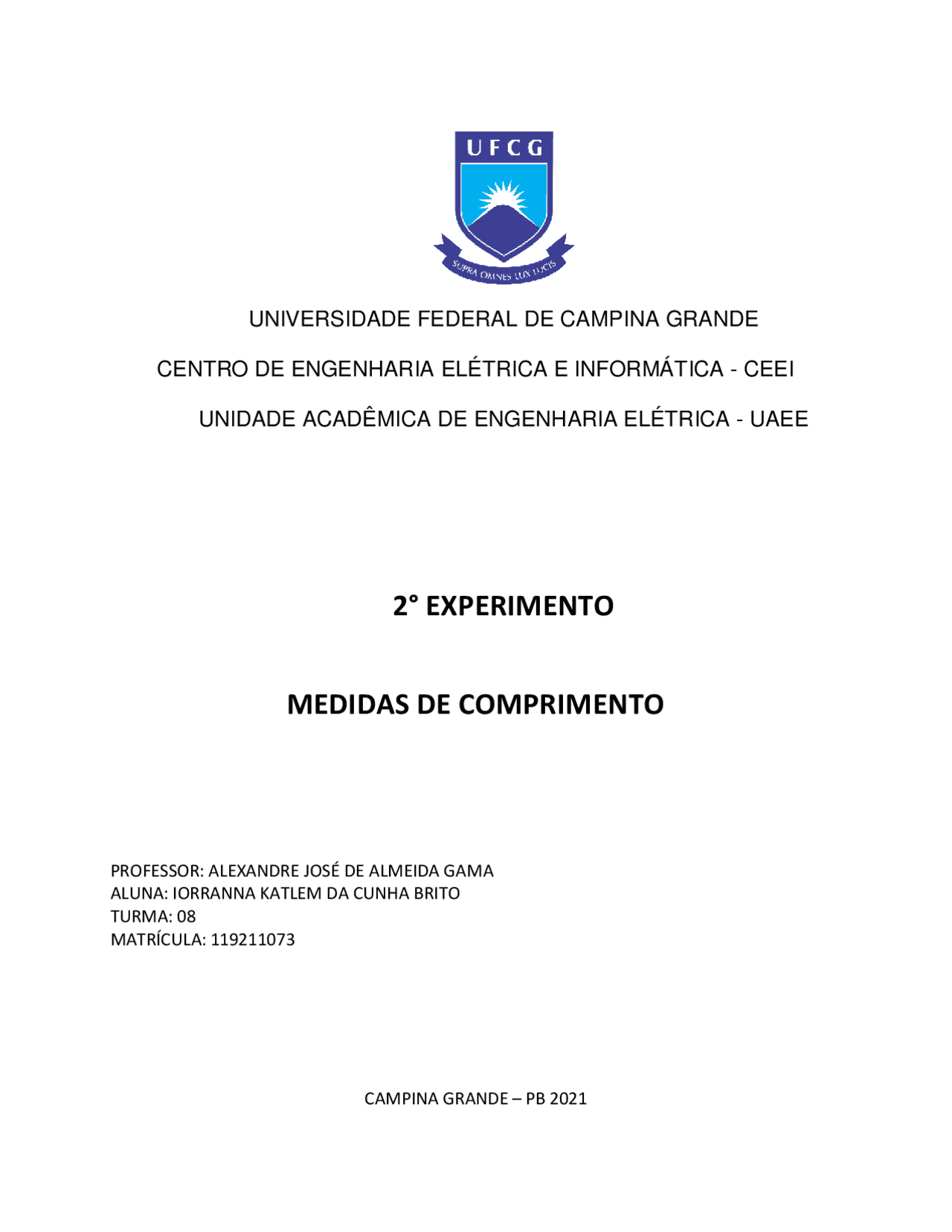 Segundo Experimento Fisica Experimental 1 Docsity