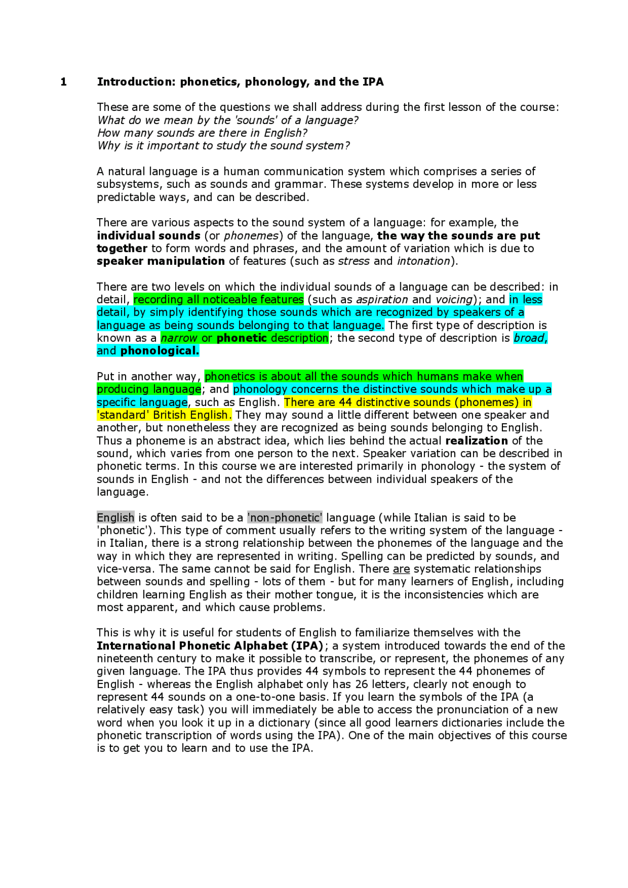 Introduction To English Linguistics Docsity