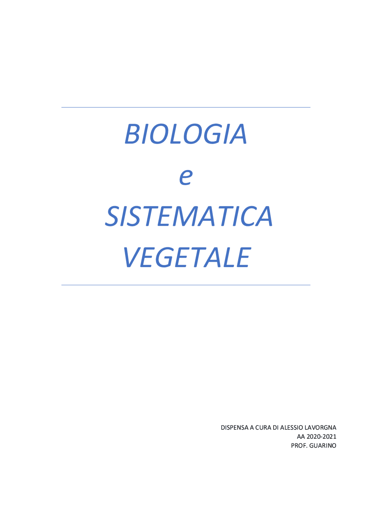 Dispensa Di Biologia E Sistematica Vegetale Docsity