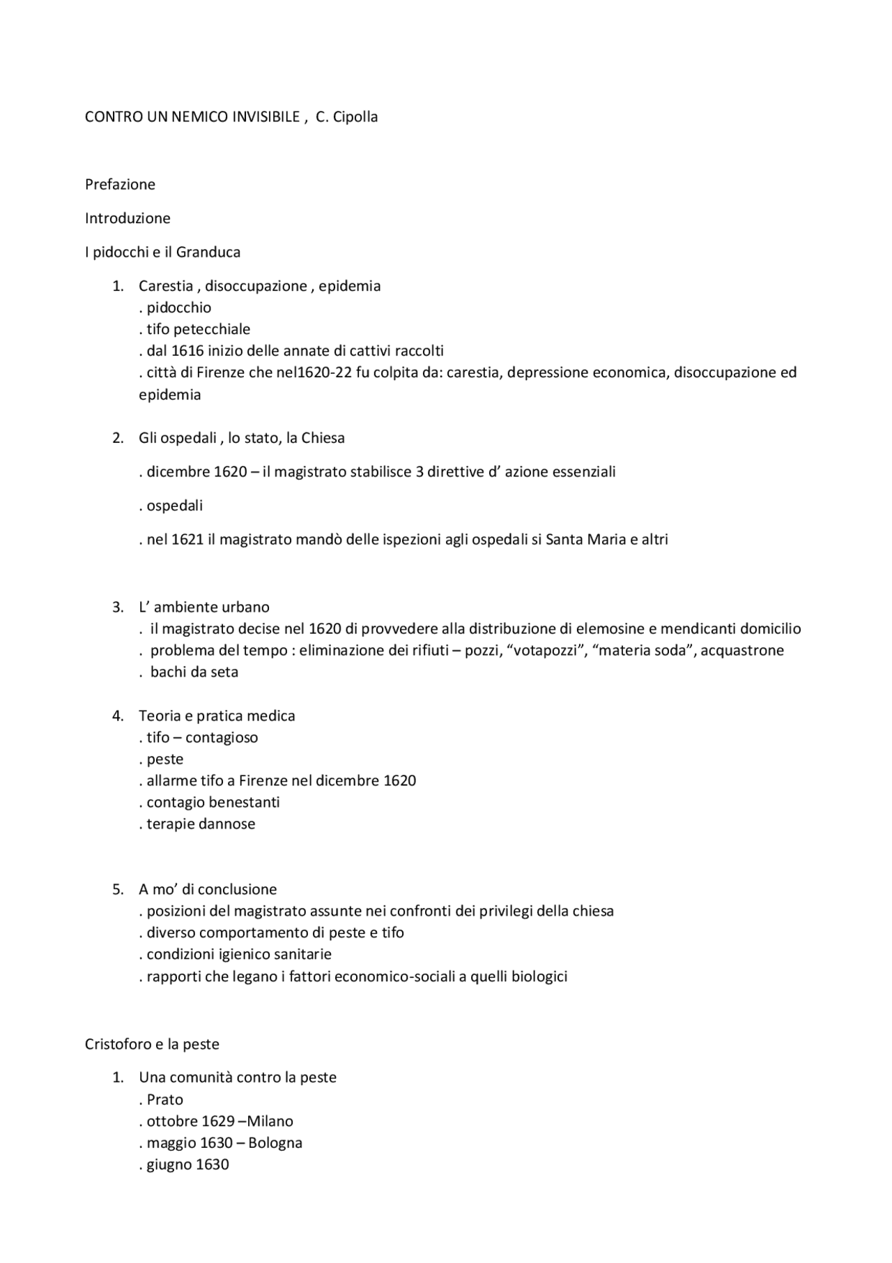 Contro Un Nemico Invisibile C Cipolla Docsity