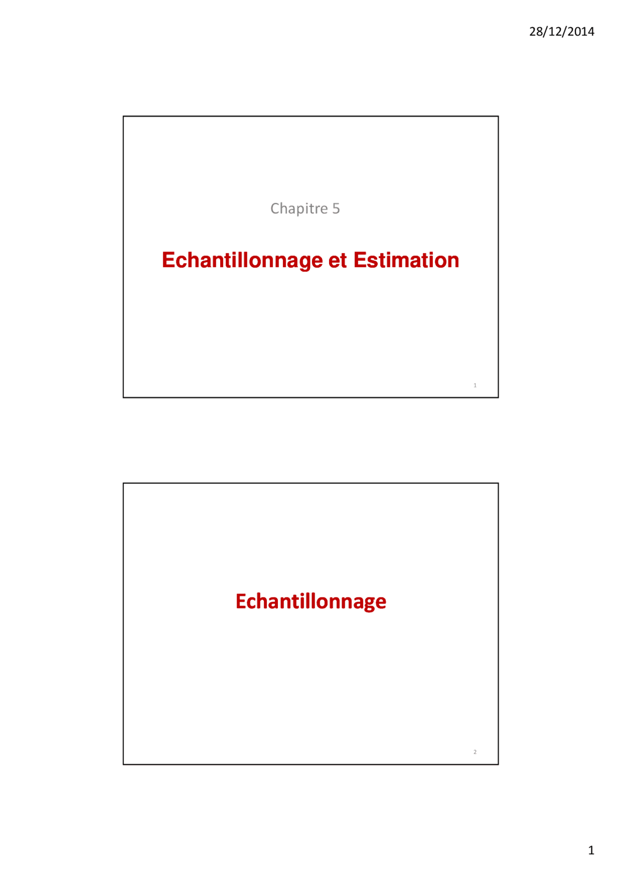 Echantillonnage et Estimation - Docsity