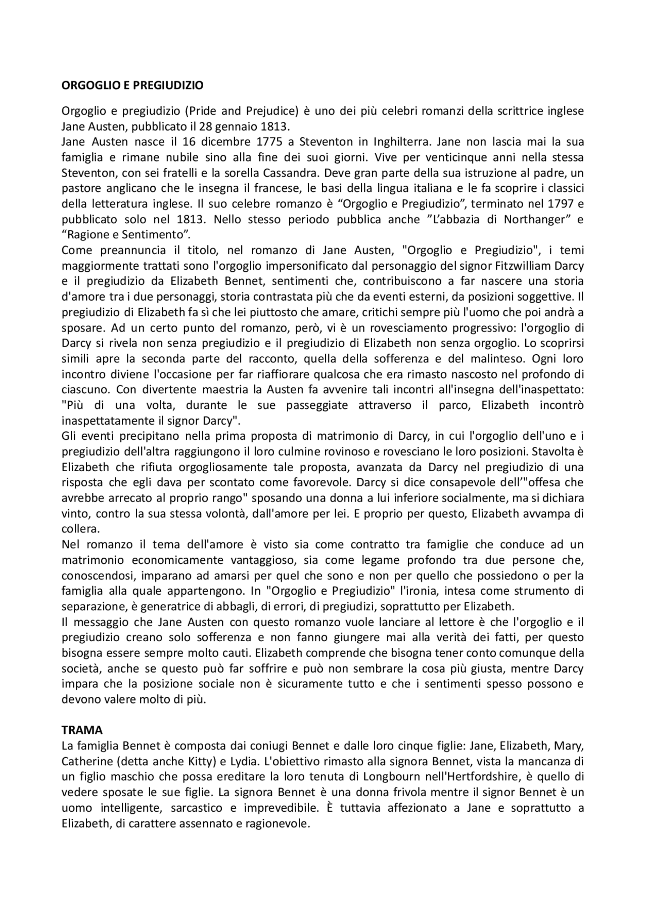Orgoglio E Pregiudizio Docsity