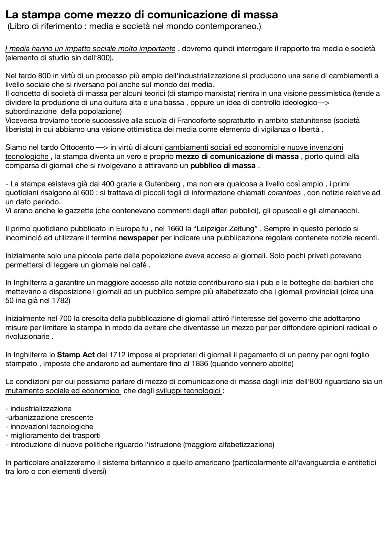 Appunti Completi Di Storia Dei Media Modulo Media Internazionali Prof
