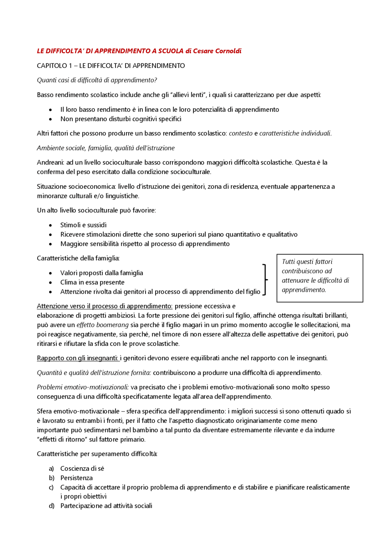 Riassunto Capp 1 2 3 4 5 8 Di Difficoltà Di Apprendimento Di