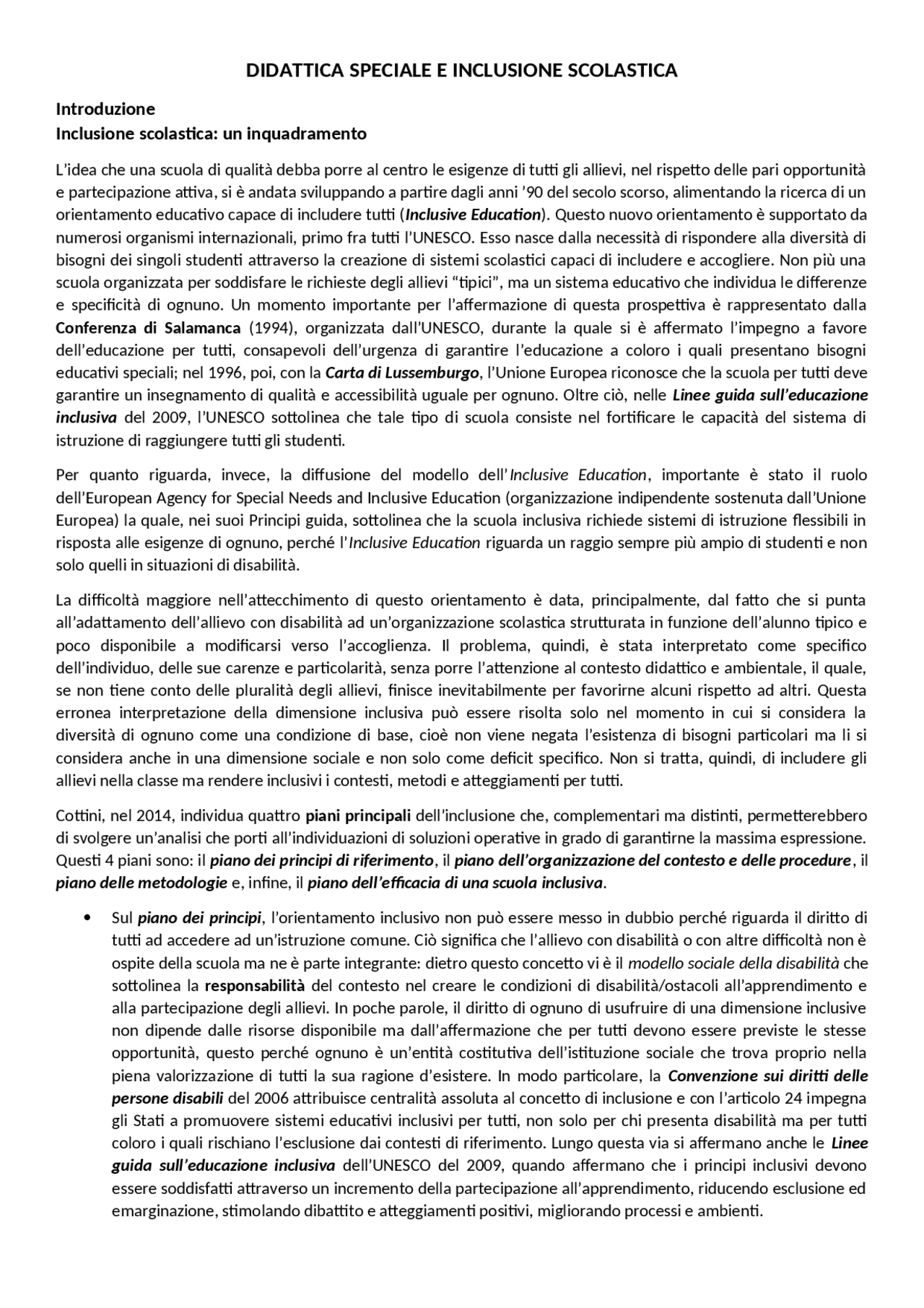 Didattica Speciale E Inclusione Scolastica L Cottini Docsity