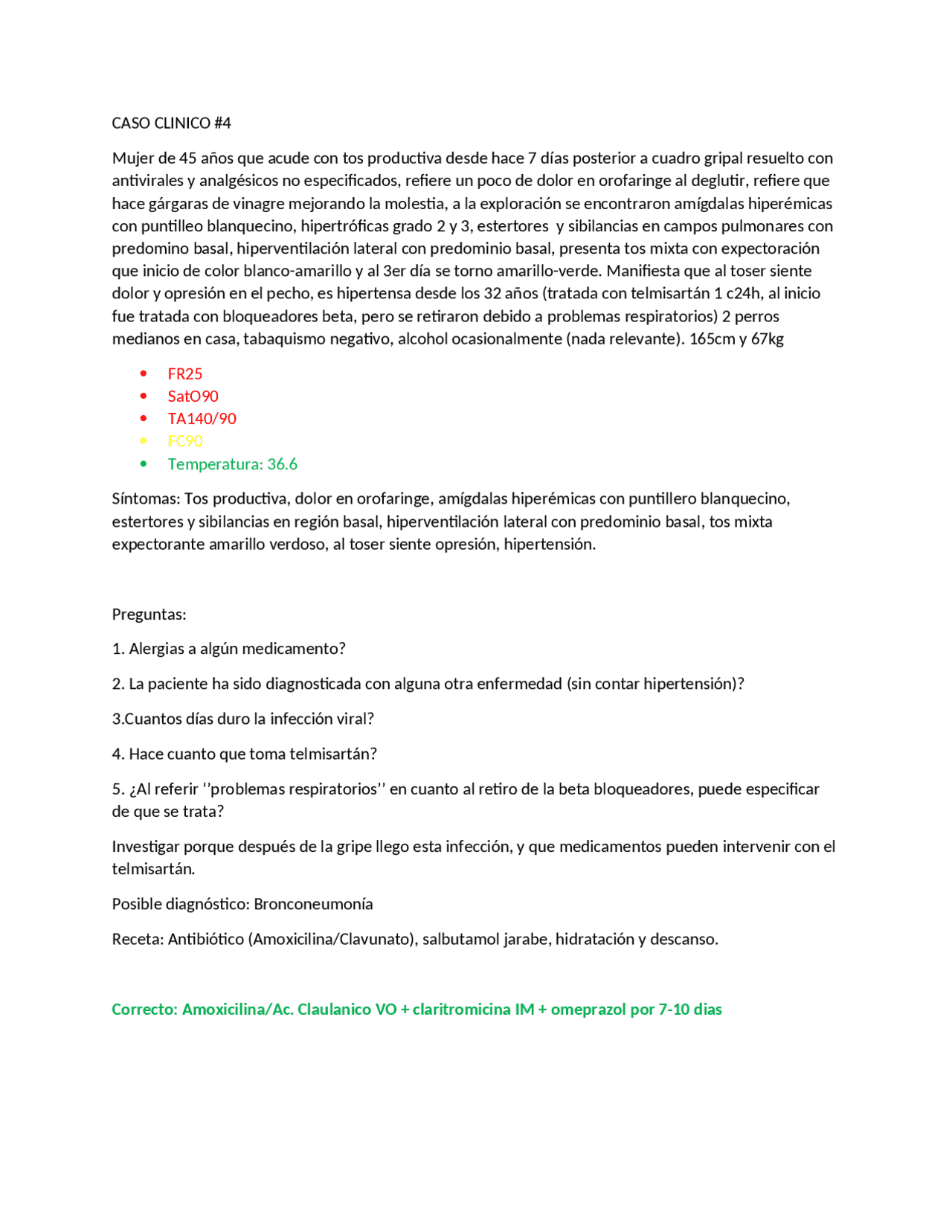 Caso Clínico 4 Respiratorio Docsity