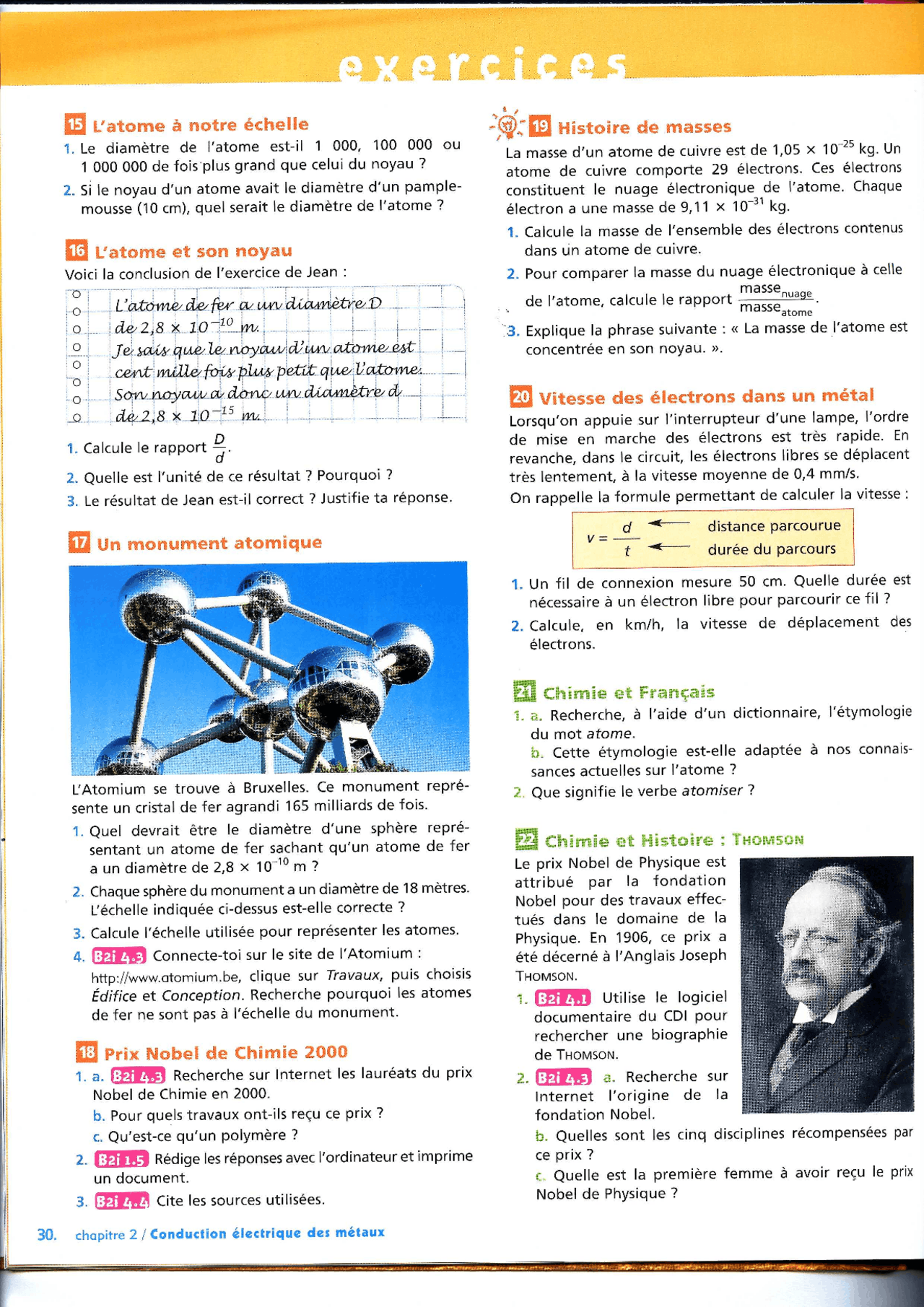 Exercices sur la conduction électrique des métaux | Exercices Physique | Docsity