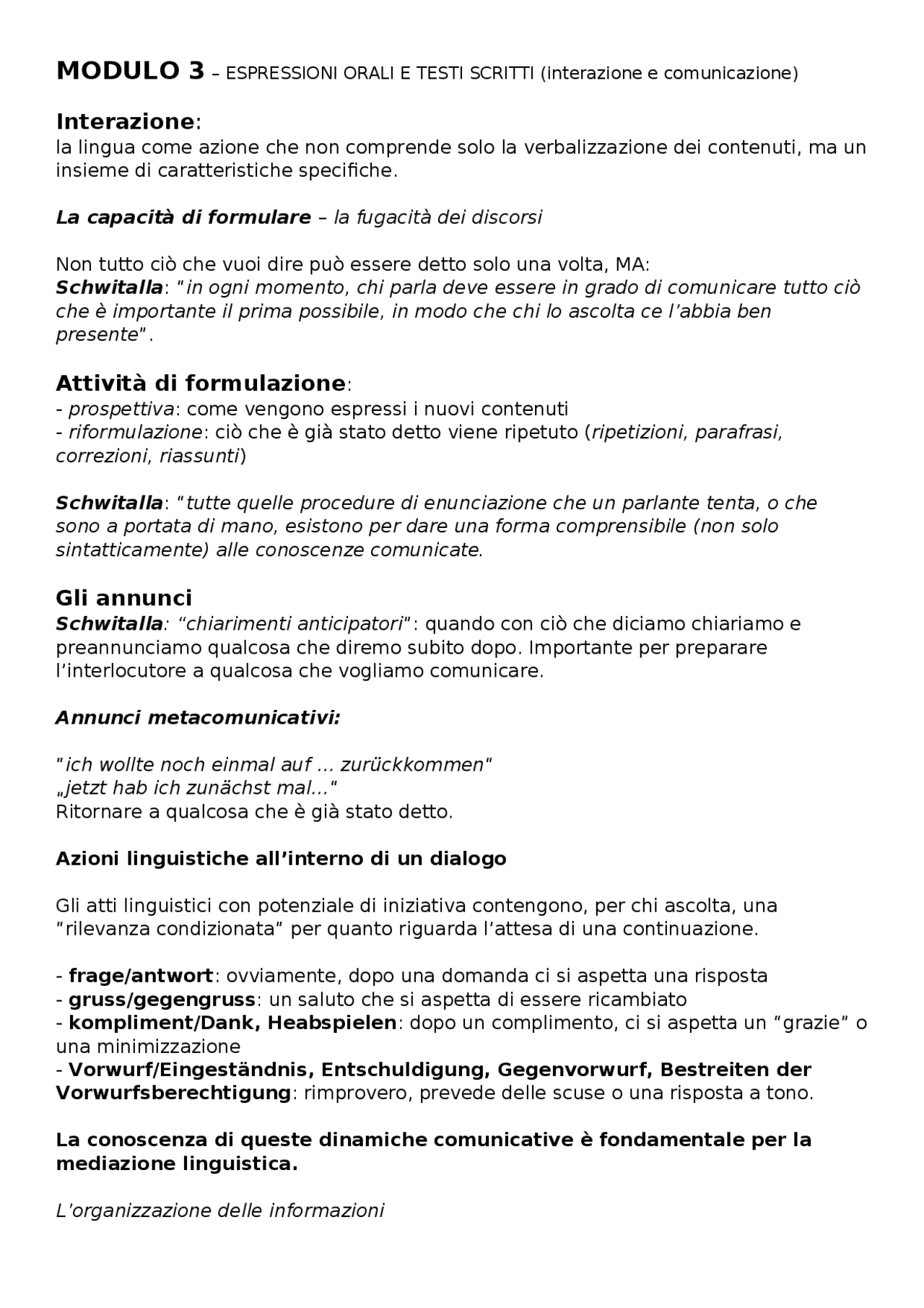 Riassunto Modulo 3 Traduzione Slide Docsity