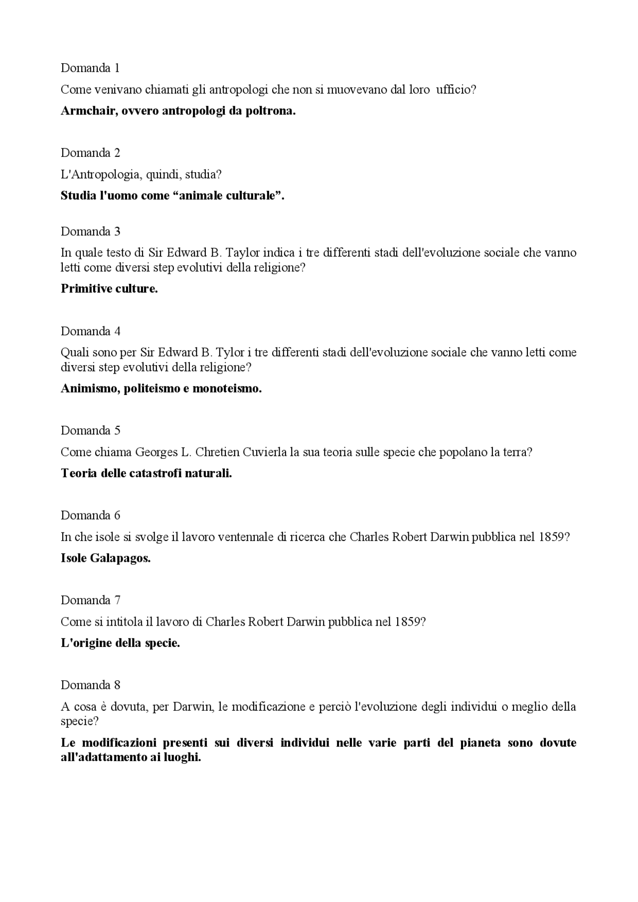 Antropologia 24 Cfu Prove Desame Di Antropologia Docsity