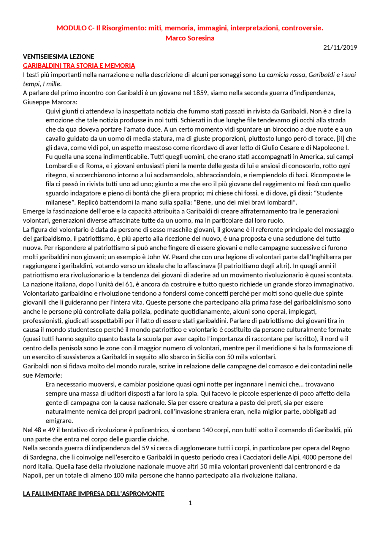 Storia Del Risorgimento Docsity