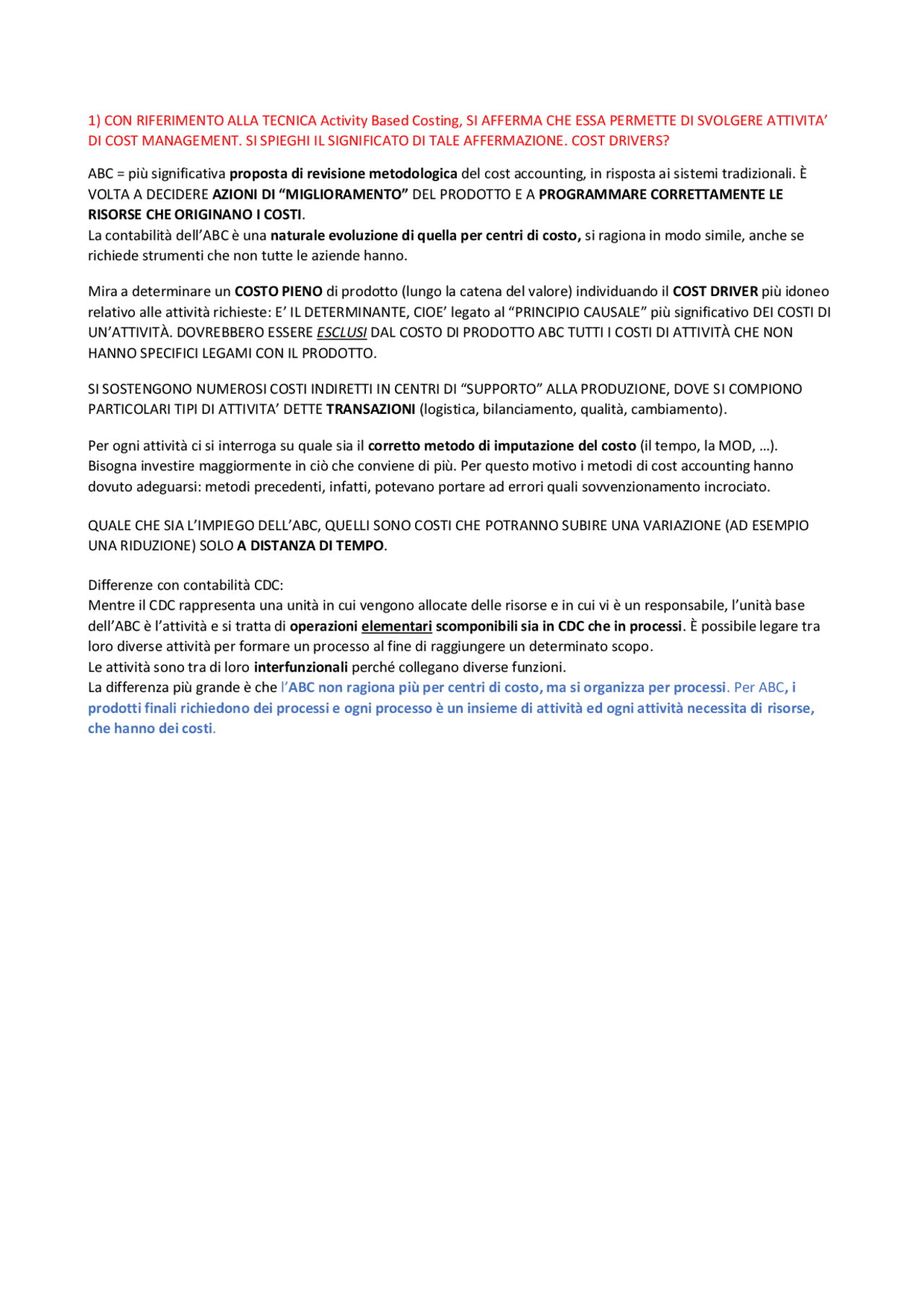Activity Based Costing Docsity