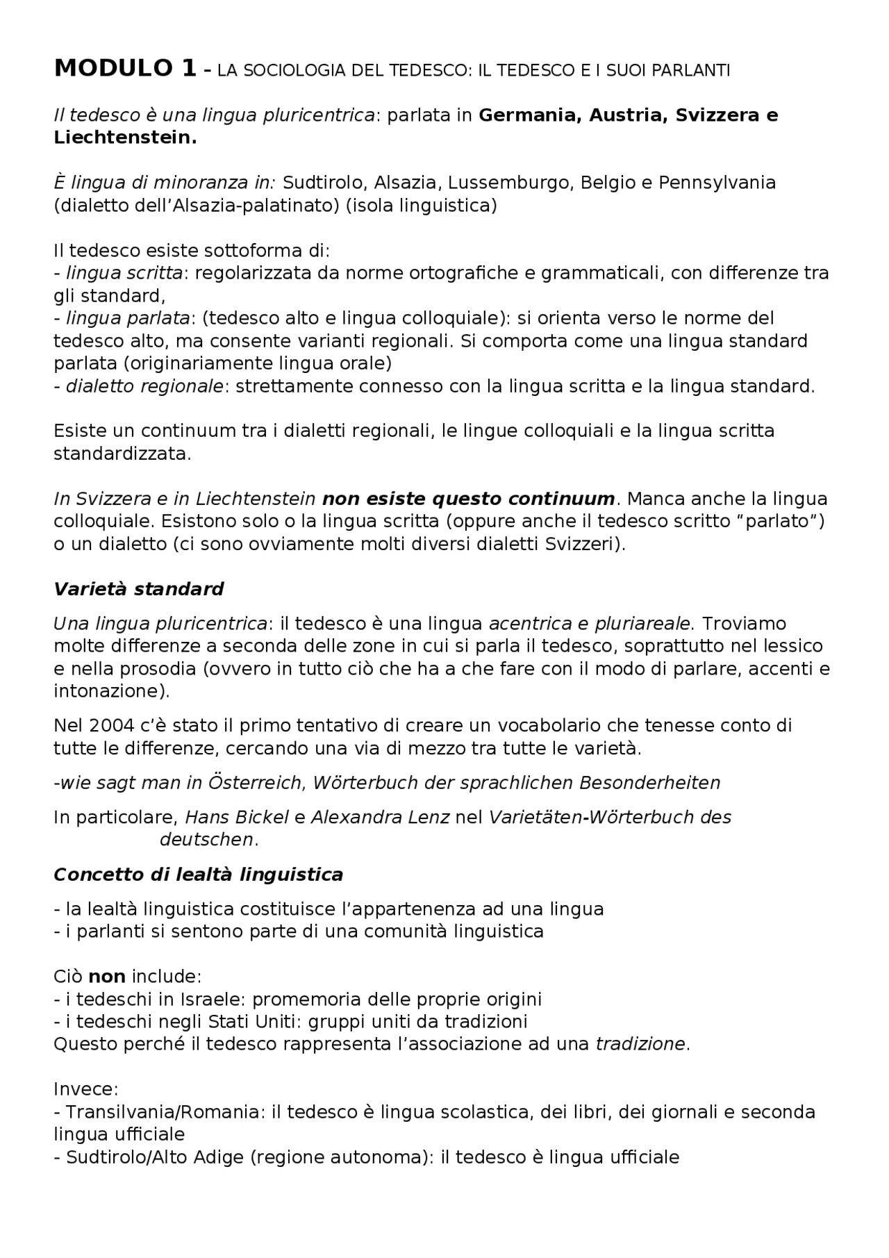 Riassunto Modulo Uno Traduzione Slide Docsity