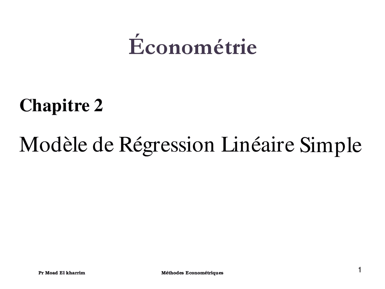 Modèle de Régression Linéaire Simple - Docsity