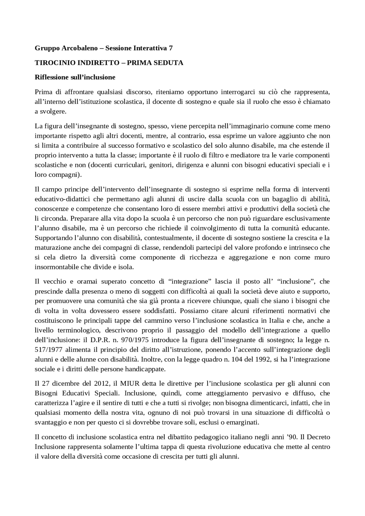 Il Concetto Di Inclusione Docsity