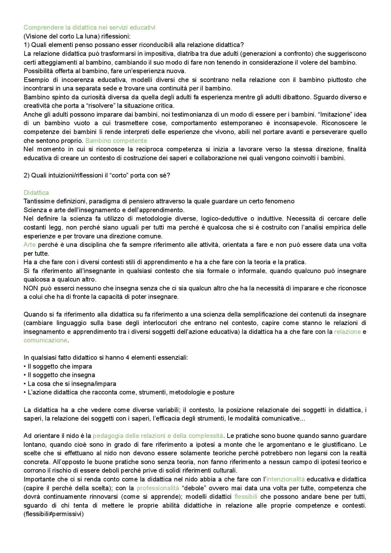 Appunti lezioni Michela Schenetti - Docsity