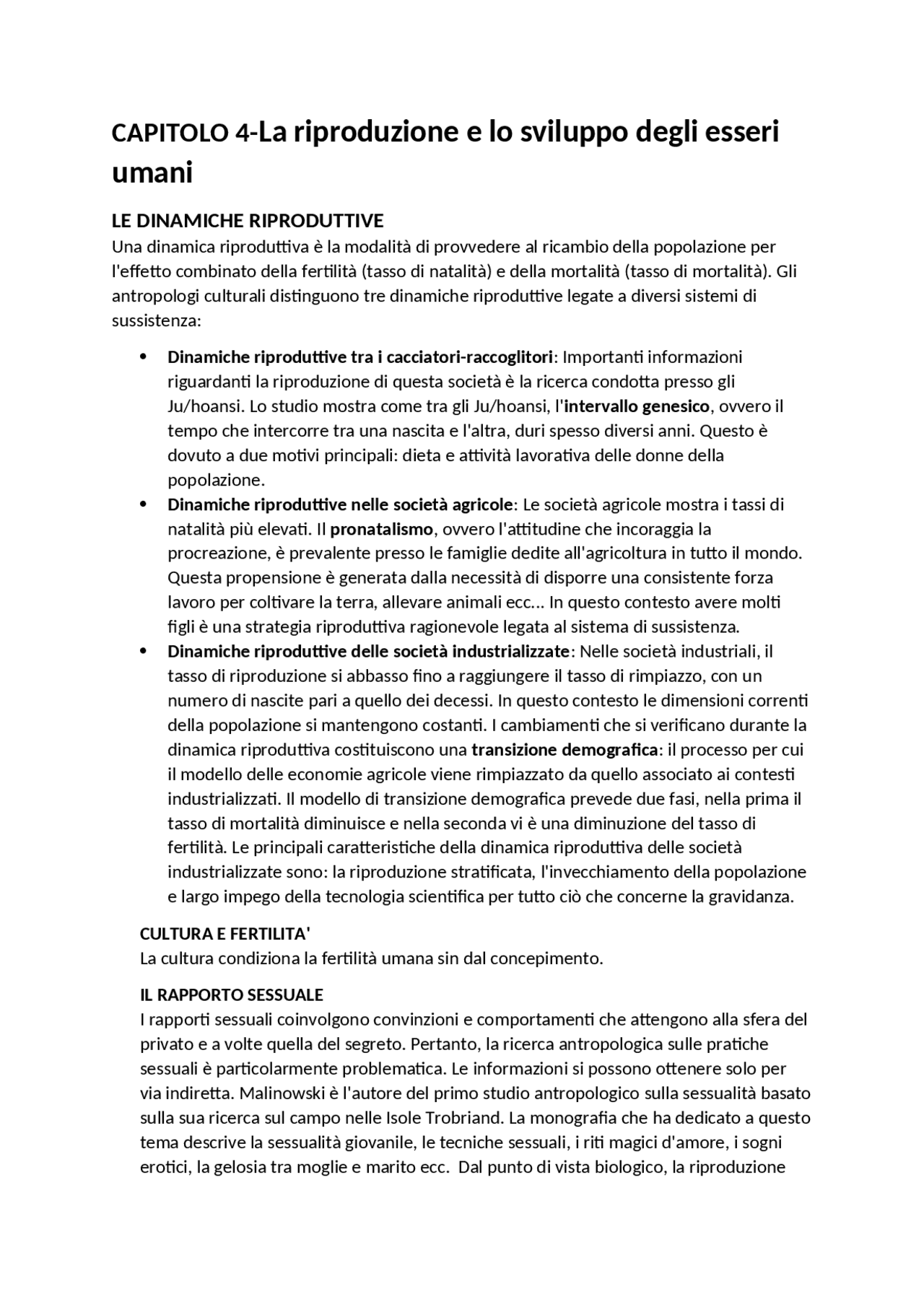 Le Dinamiche Riproduttive Docsity
