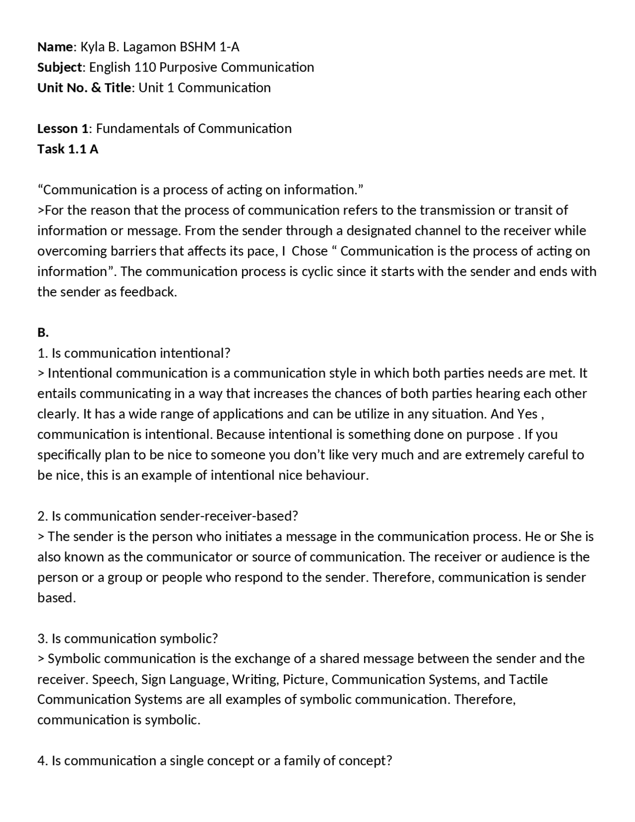 Purposive Communication From Unit 1 4 Assignments English Literature