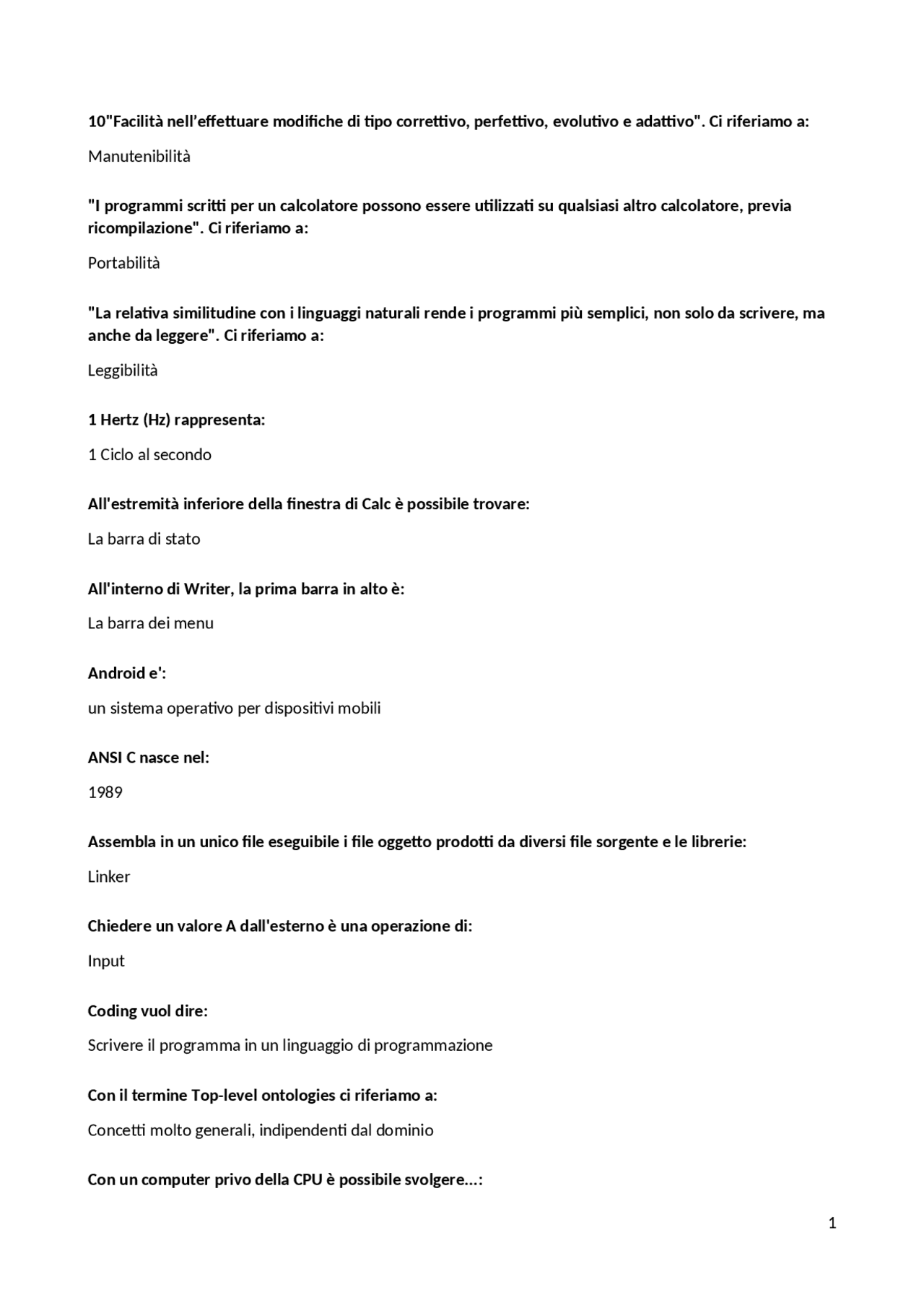 Prova Di Abilita Informatica Prove Desame Di Fondamenti Di