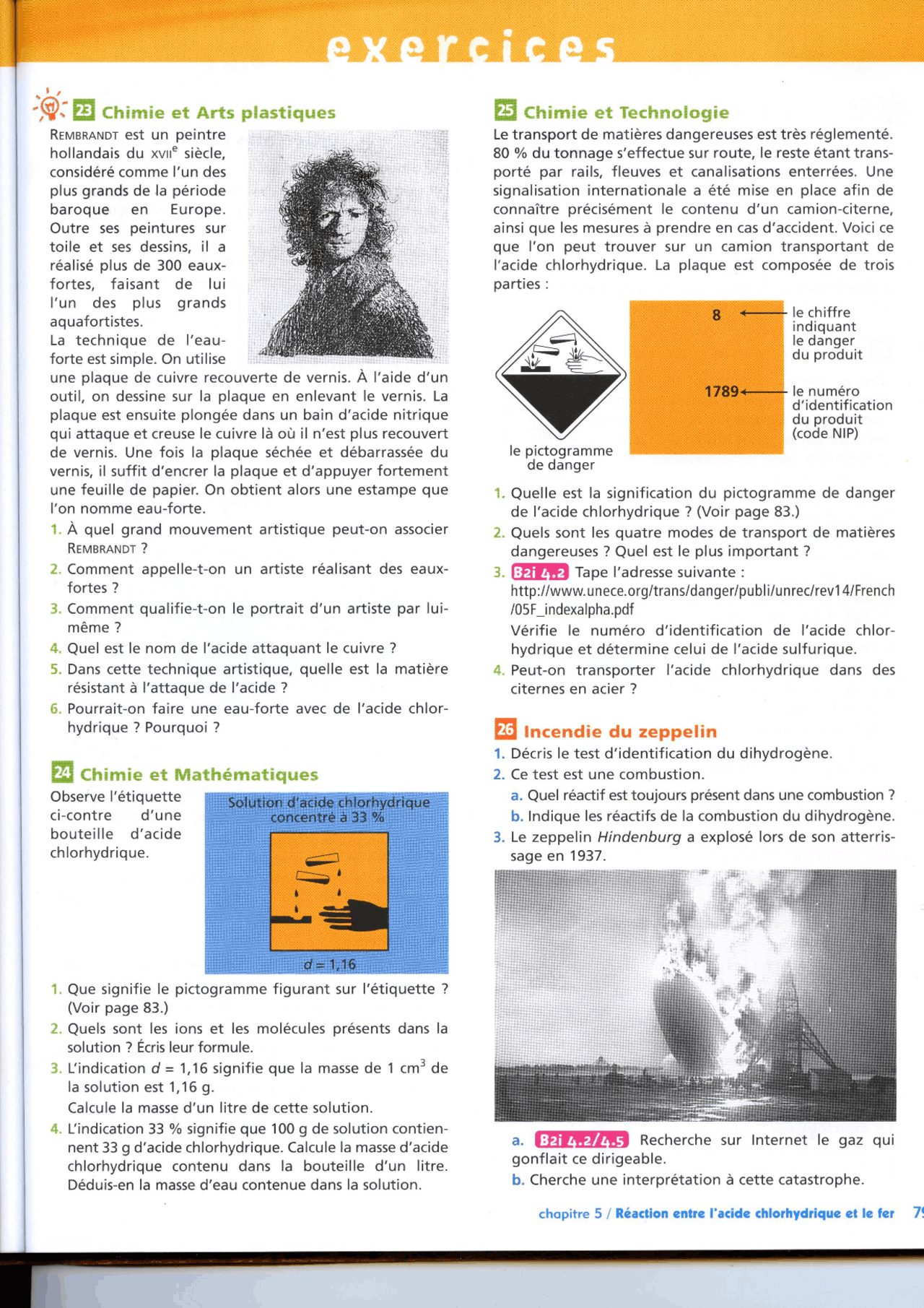 Exercices Sur La Réaction Entre Lacide Chlorhydrique Et Le Fer Docsity