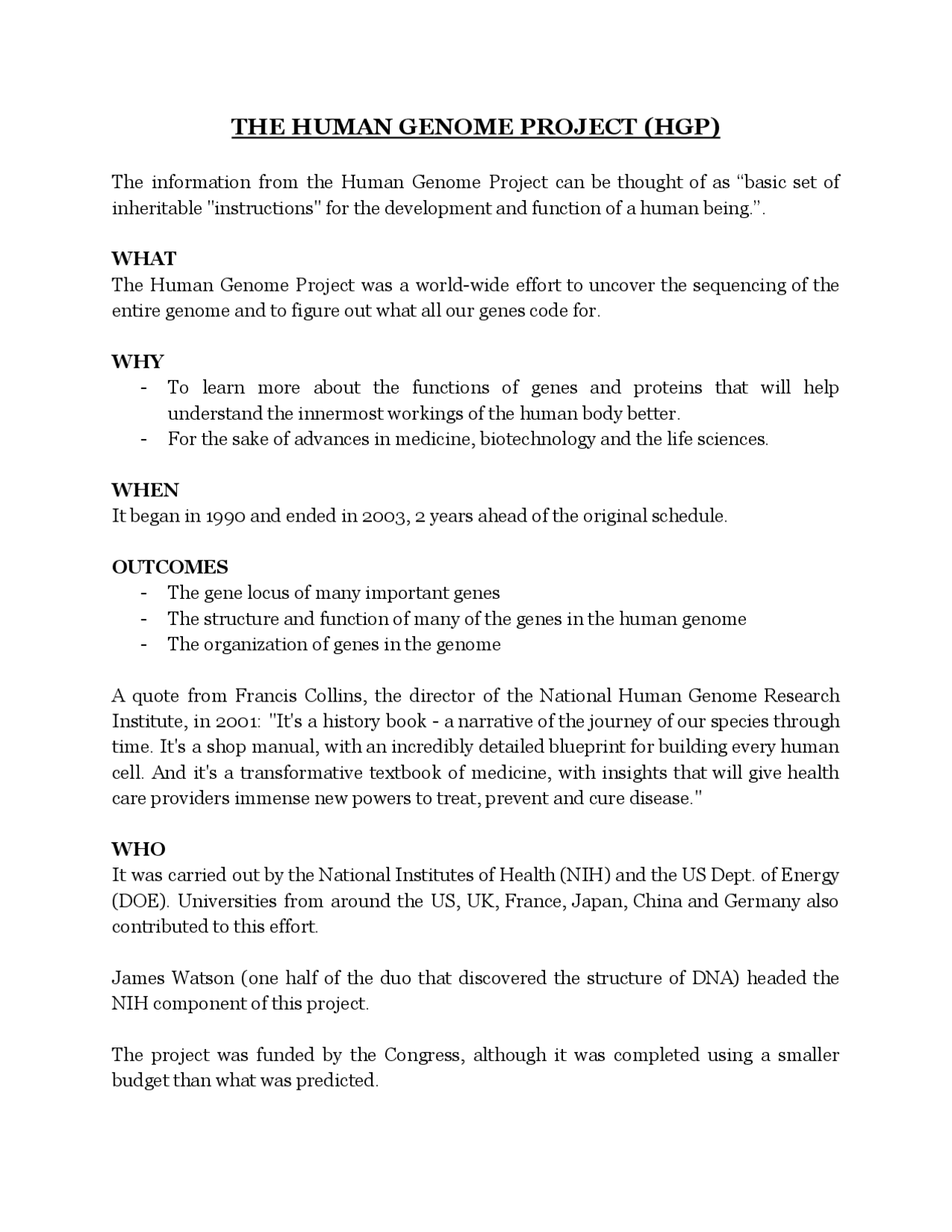 The Human Genome Project - Docsity