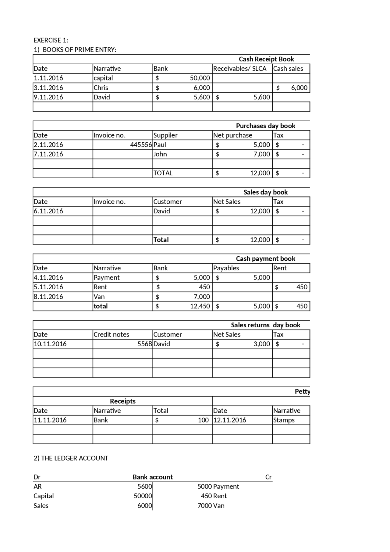 F3 ACCA exercise in excel - Docsity