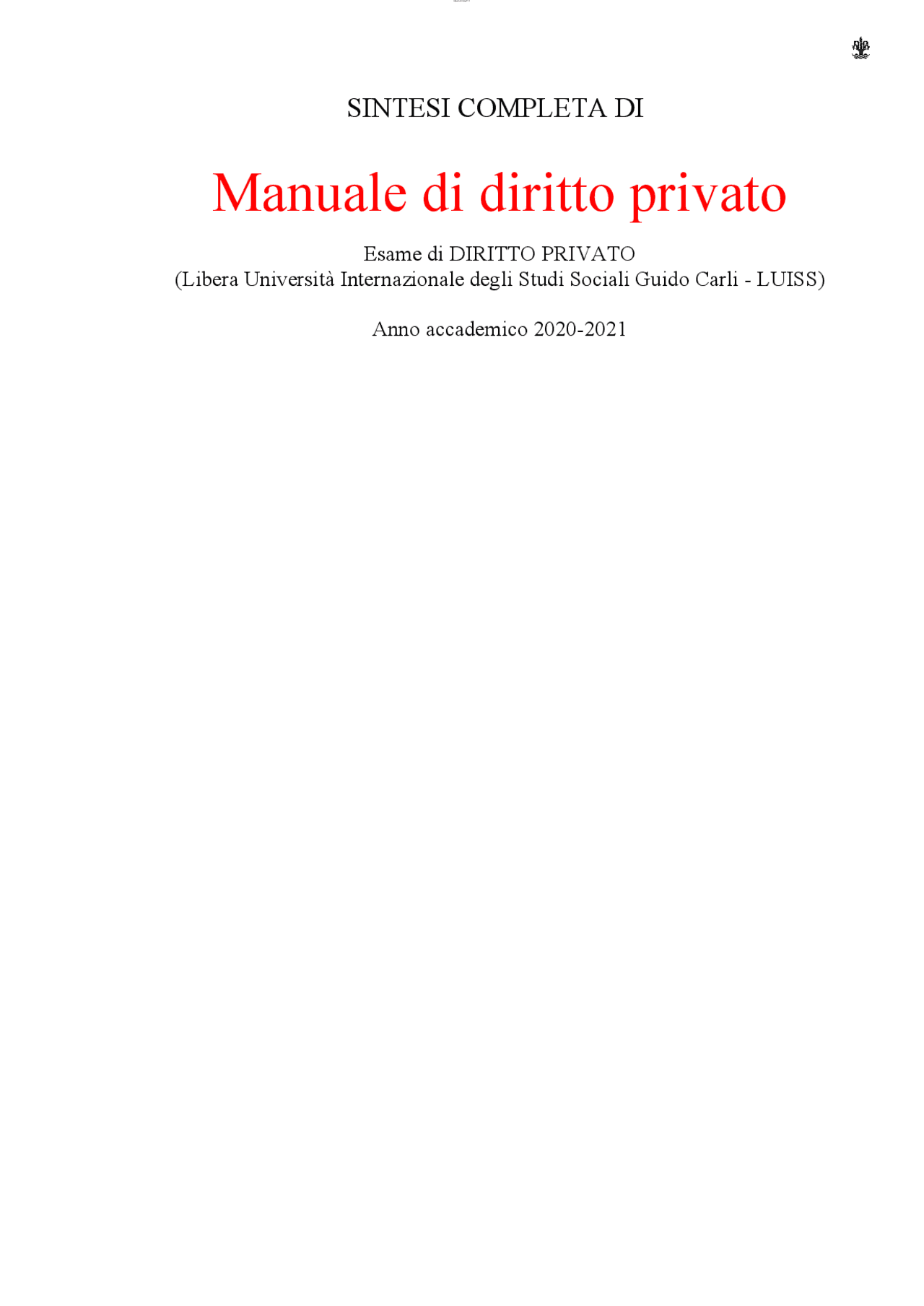 Manuale Di Diritto Privato Docsity