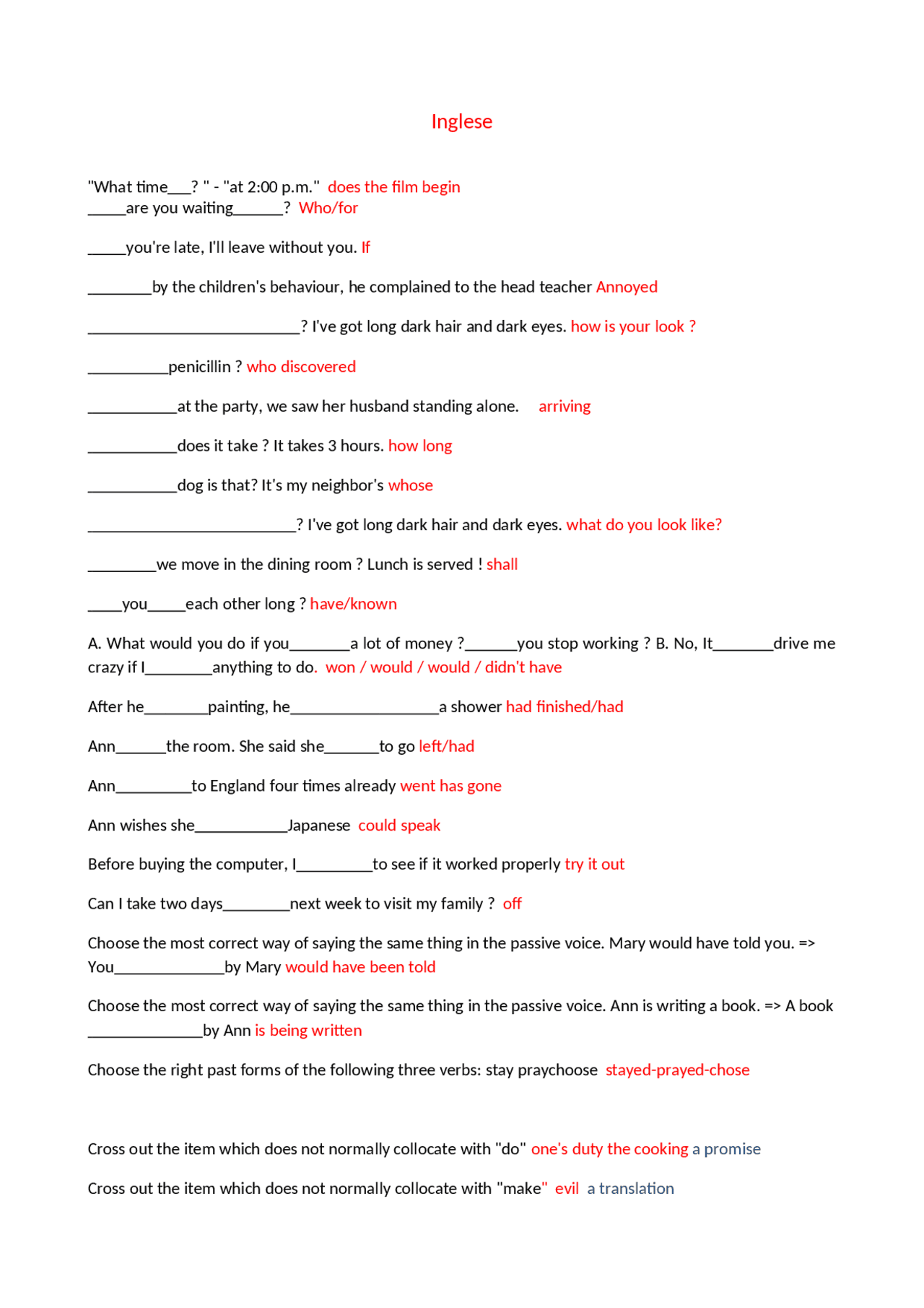 Inglese Domande Chiuse Lm 67 Ecampus Docsity