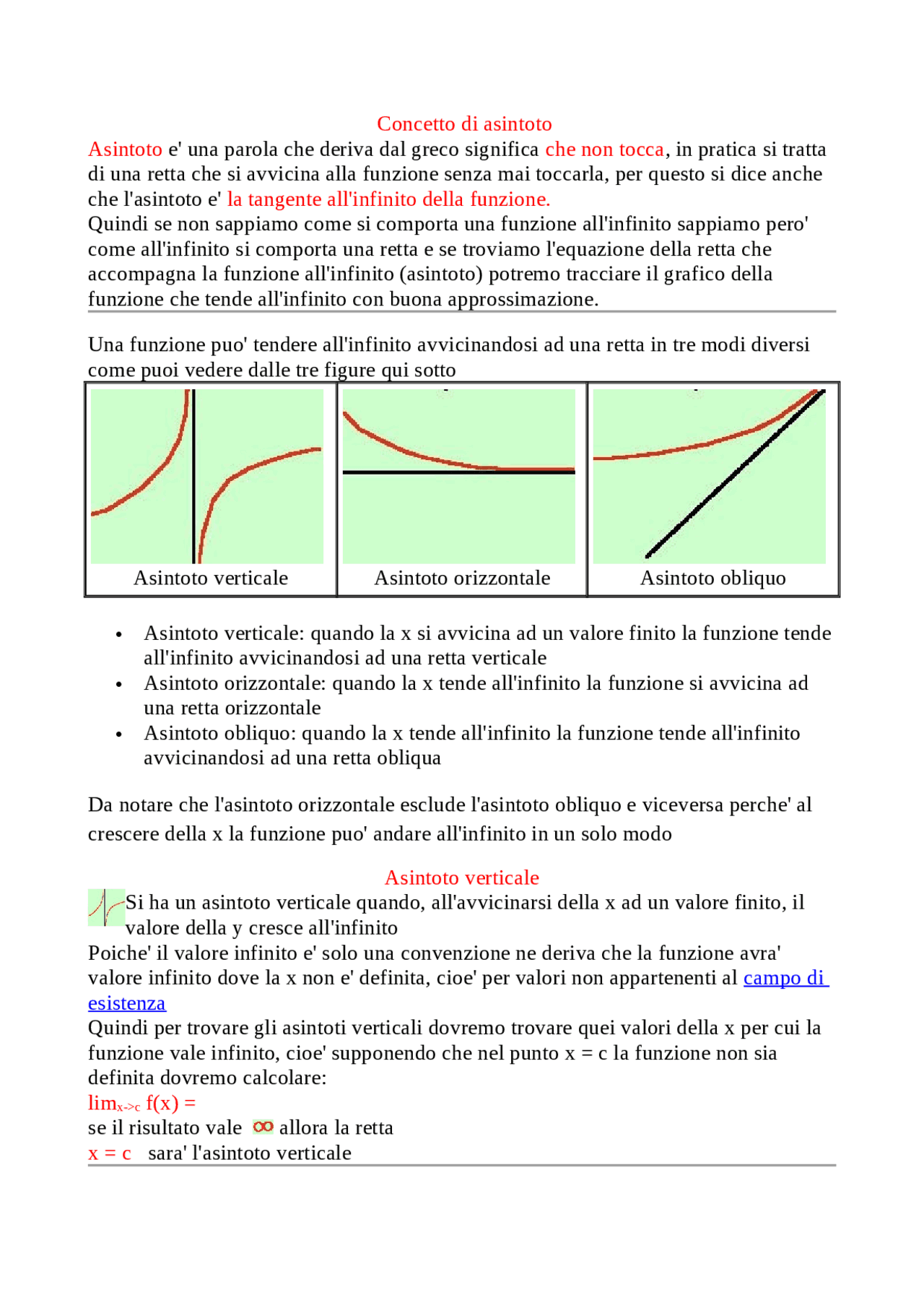 Asintoti Appunti Quinto Liceo Docsity