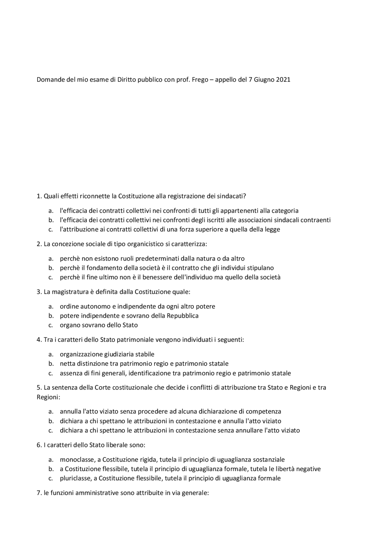 Domande Esame Di Diritto Pubblico Prove Desame Di Diritto Pubblico