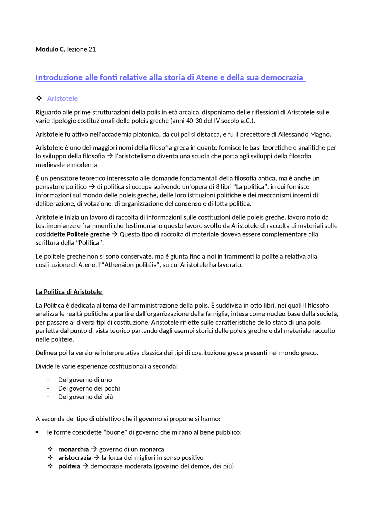 Storia Greca Modulo C Appunti Di Storia Antica Docsity