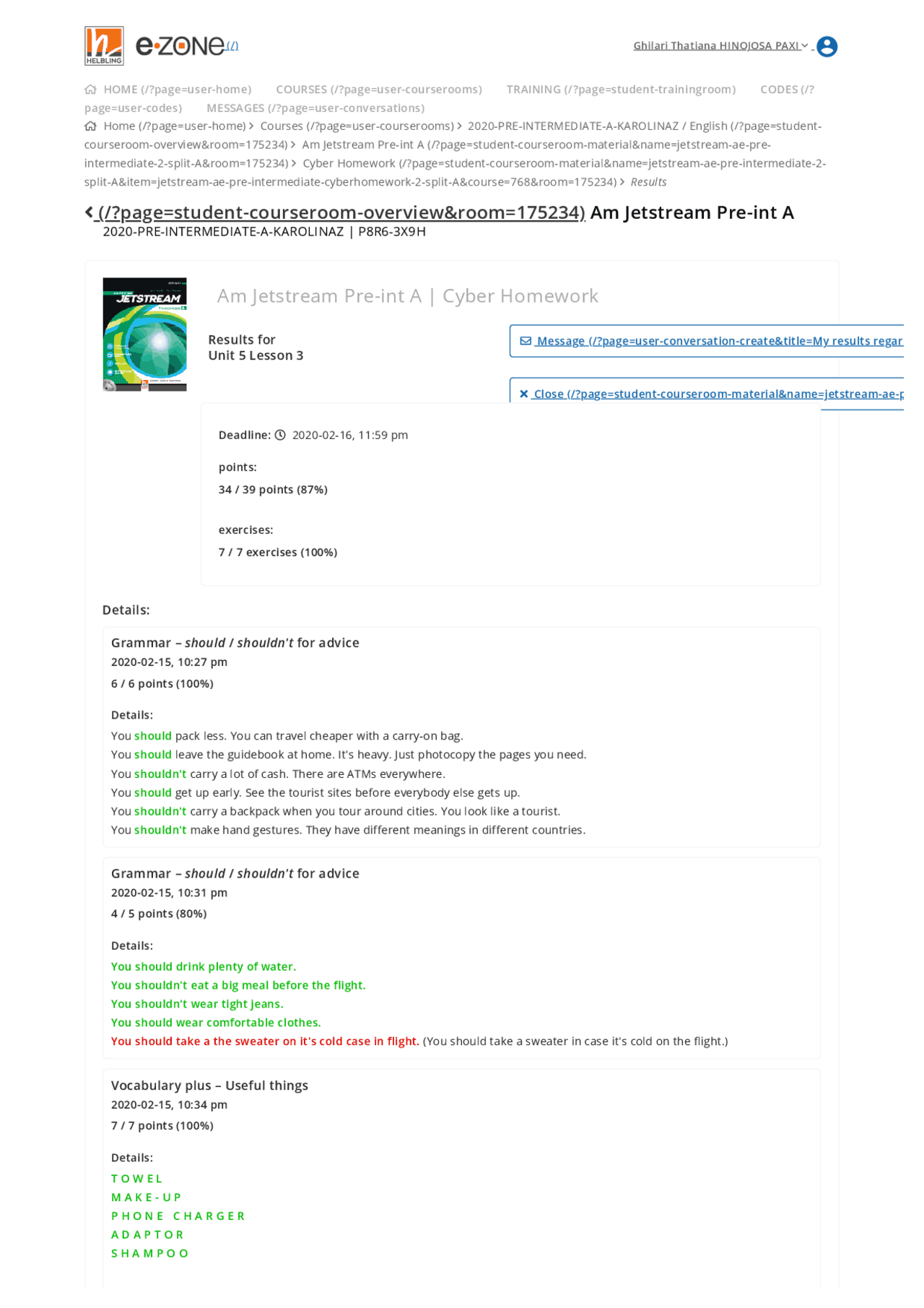 Jetstream Elementary Preintermediate Unit 5 Lesson 3 - Docsity