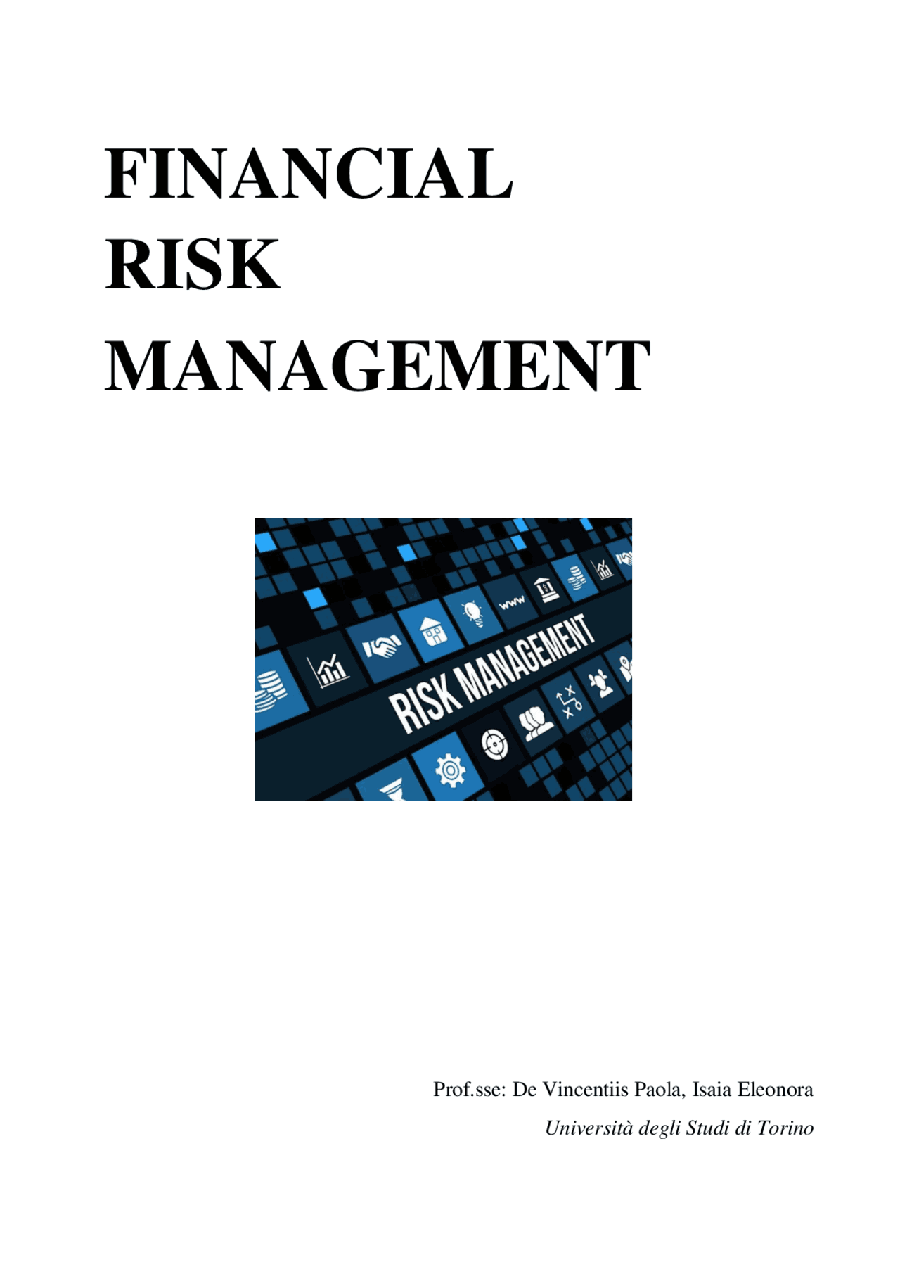 Financial Risk Management - Docsity