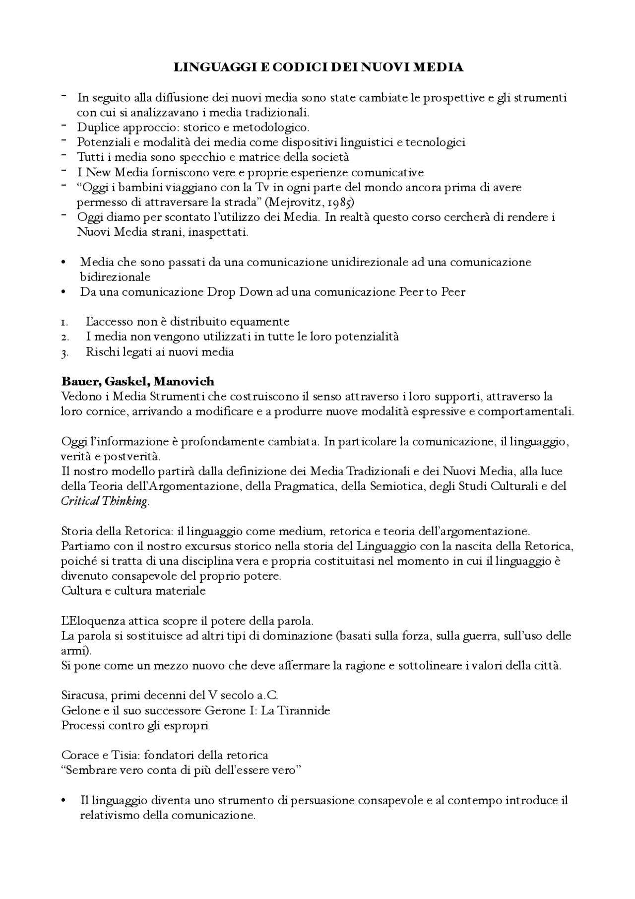 Linguaggi E Codici Dei Nuovi Media Docsity
