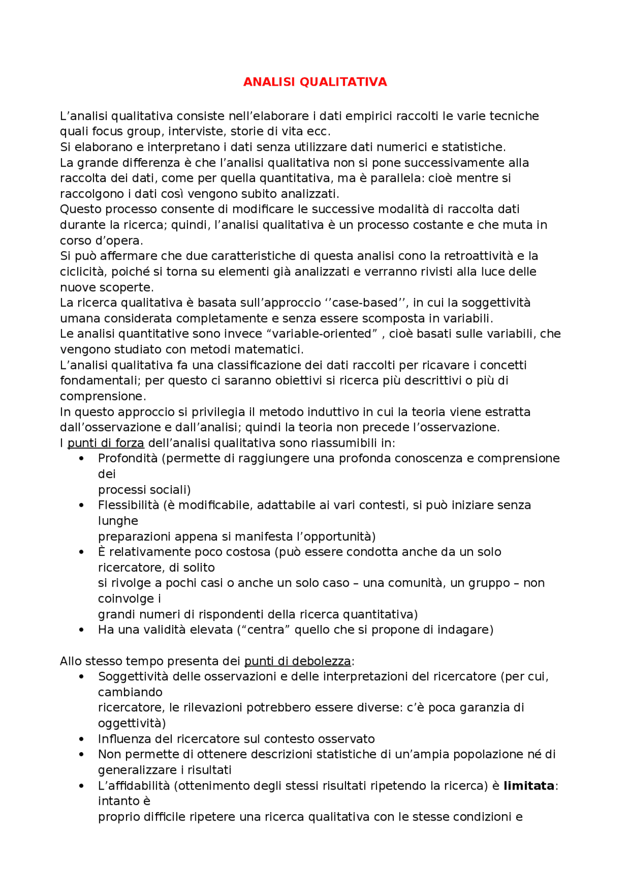 Analisi Qualitativa Nella Ricerca Sociale Docsity