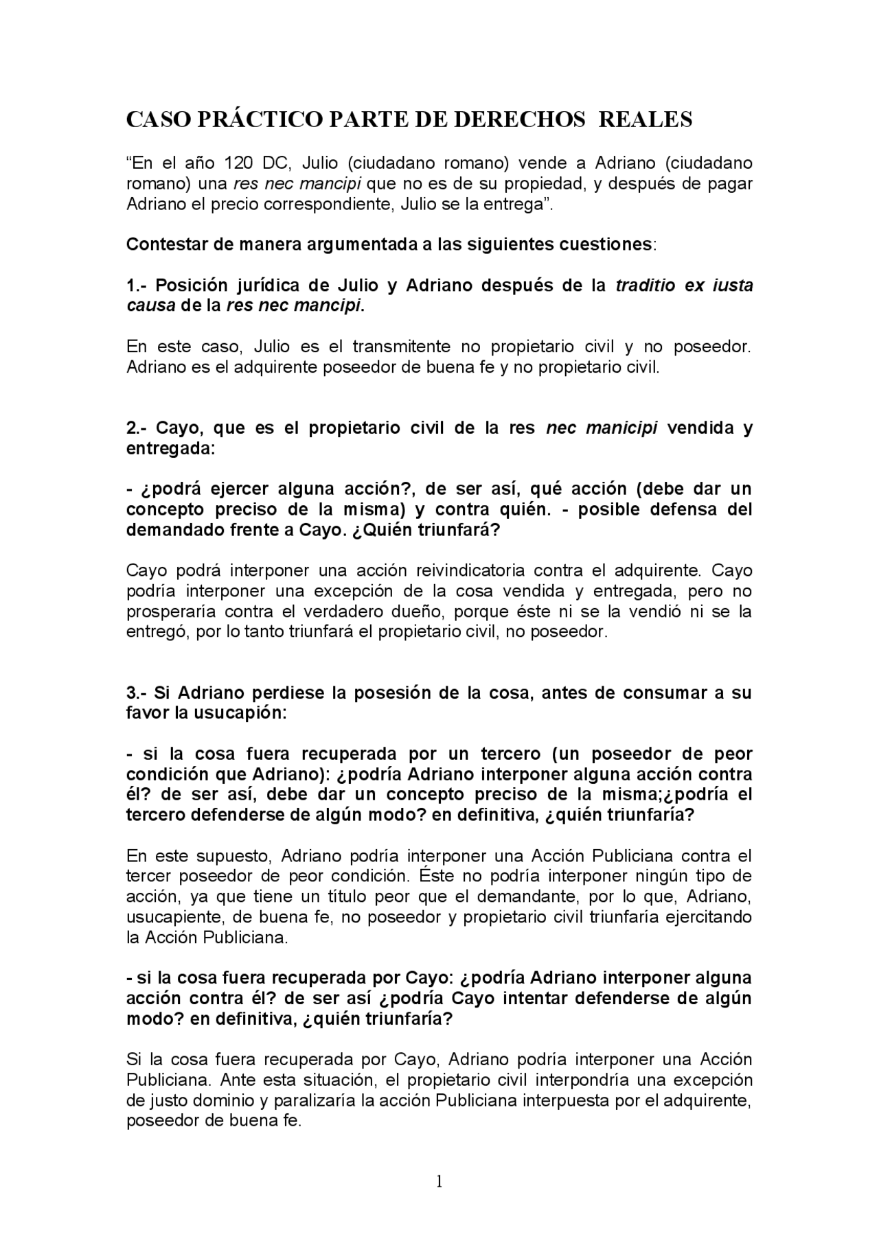 Caso Práctico Derechos Reales Docsity