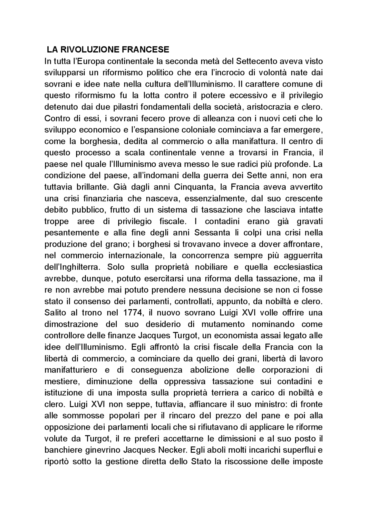 Riassunto Rivoluzione Francese Docsity