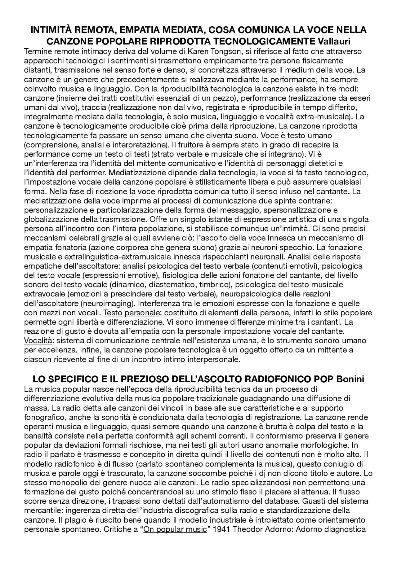 Riassunto Dei Saggi Di Linguaggi Musicali Di Vallauri Docsity