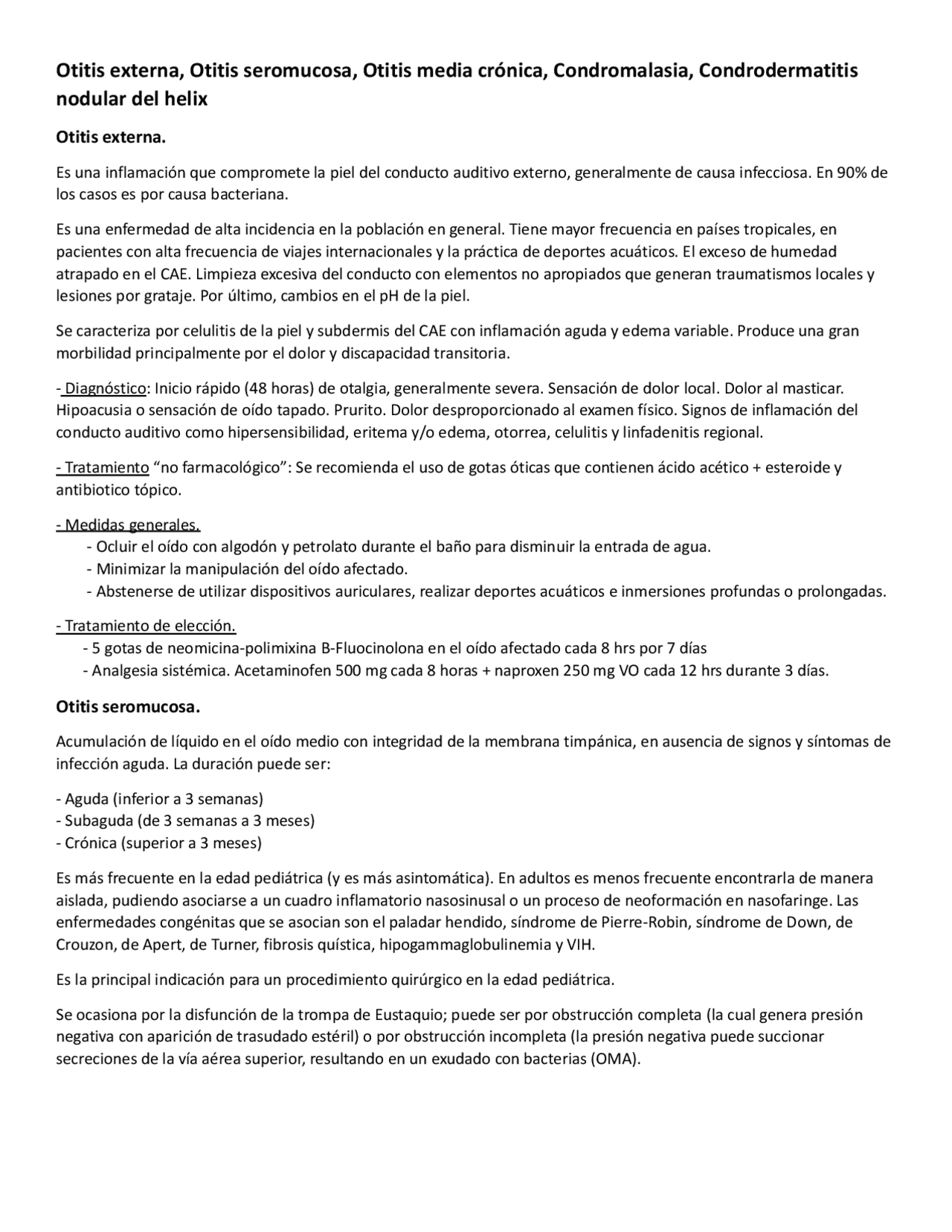 Otitis Externa Y Otras Apuntes De Otorrinolaringología Docsity