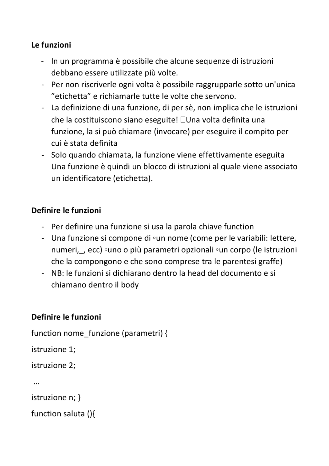 Le Funzioni Nella Programmazione Docsity