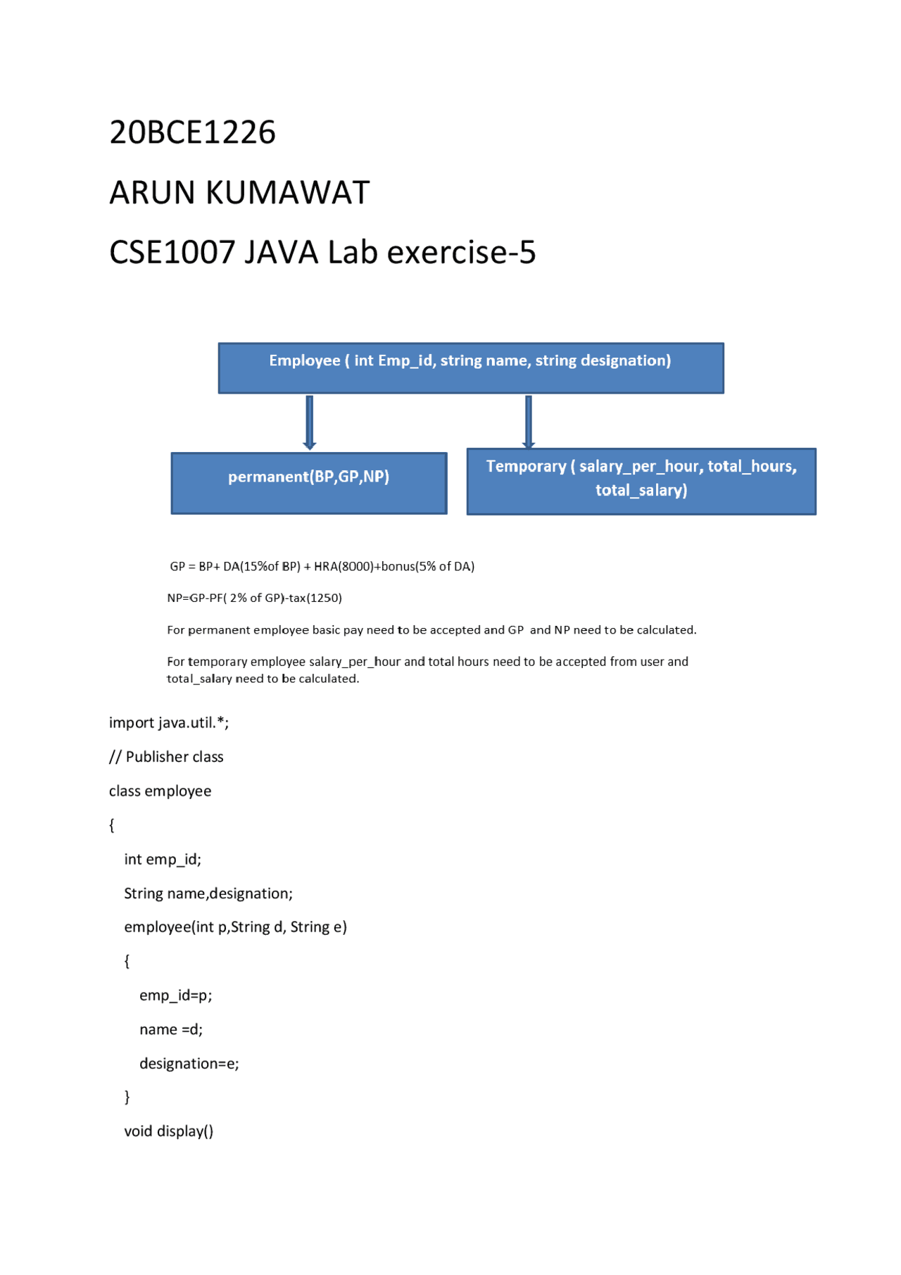 Java Lab Exercise Vit University Assignments Java Programming Docsity 1250