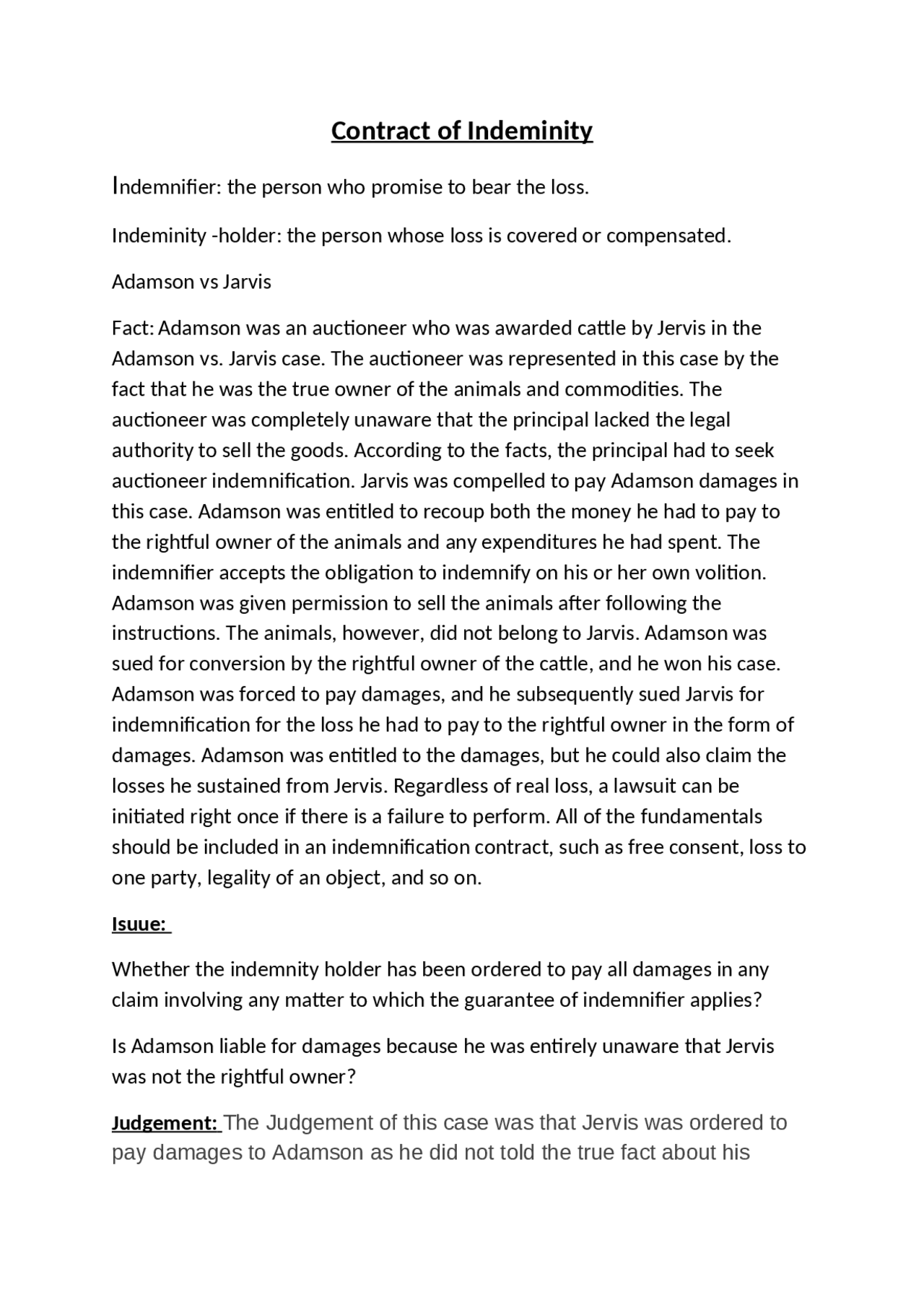 Contract Law Answers For 2nd Semesters Docsity