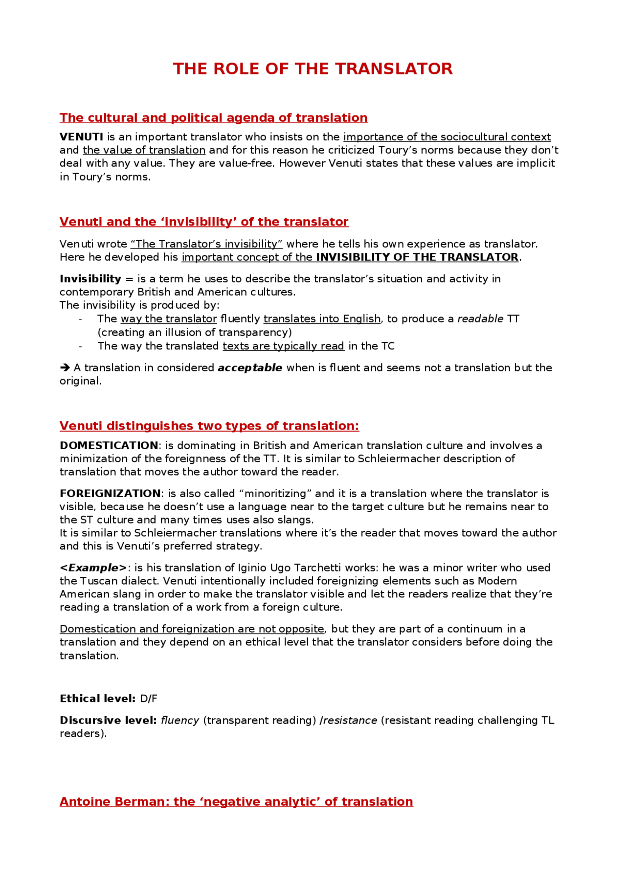 Capitolo 9: "The role of the translator: visibility, ethics and ...