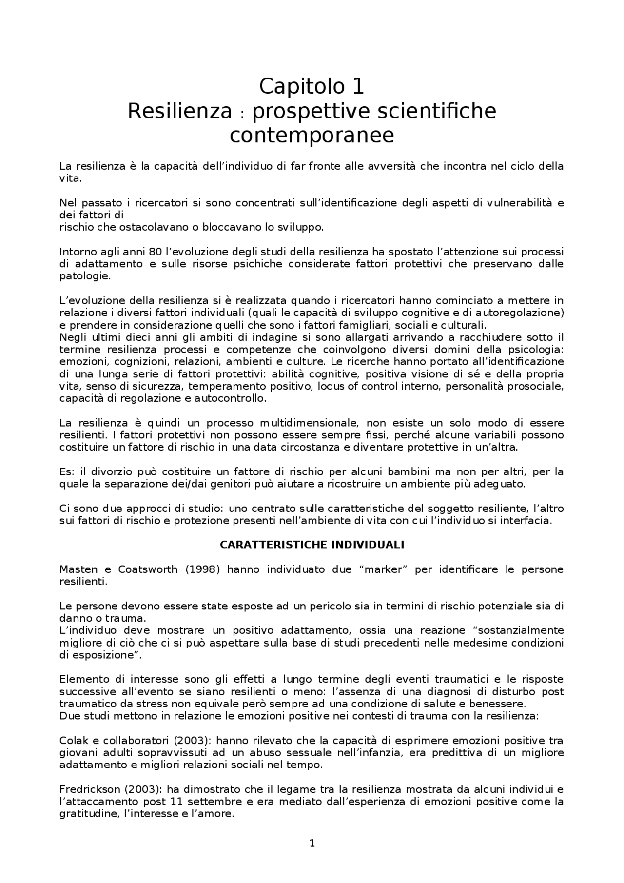 Riassunto Libro Resilienza E Creativita Docsity