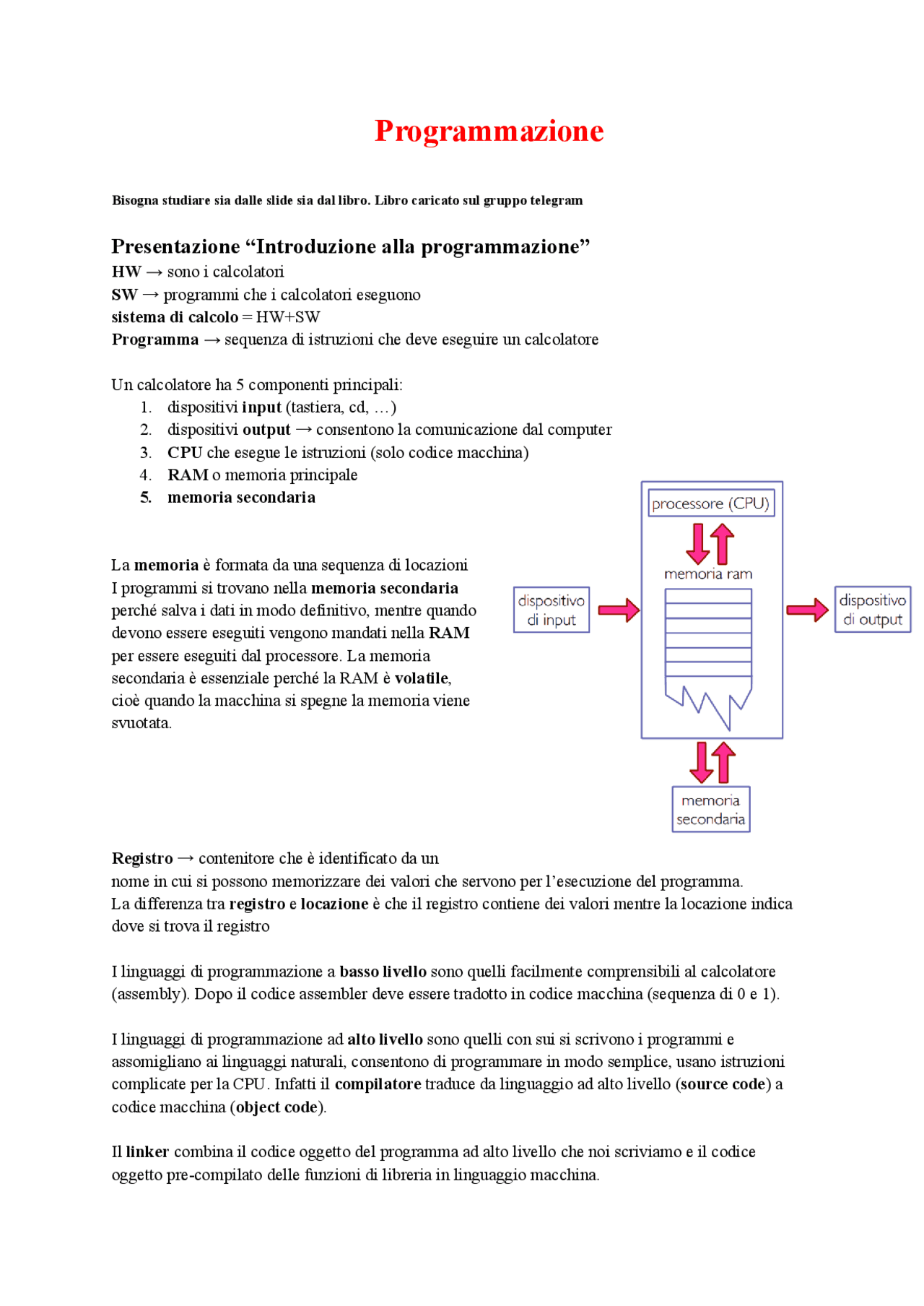 Appunti Linguaggio Di Programmazione Docsity